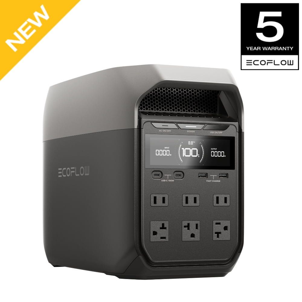 EF EcoFlow DELTA 3 Portable Power Station, 1024Wh LiFePO4 Battery, Solar Generator, 1800W AC ...