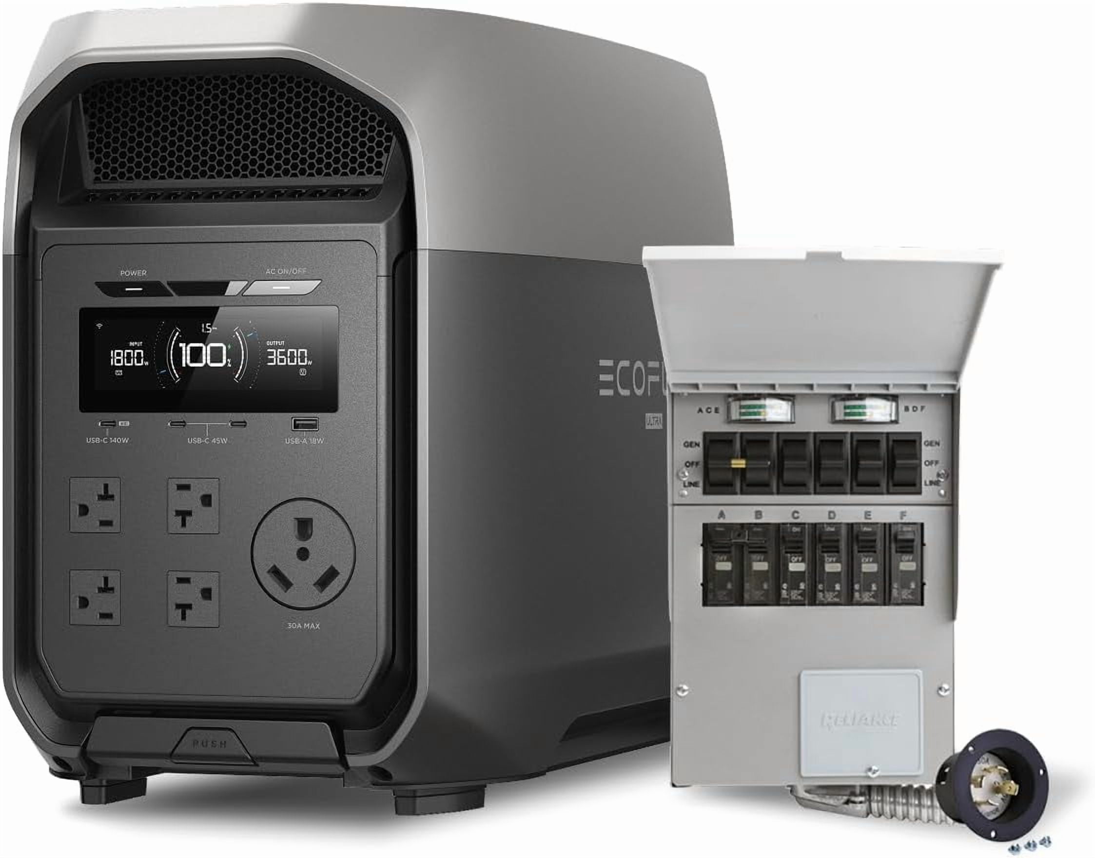 EF EcoFlow DELTA 3 Ultra Portable Power Station with Transfer Switch ...