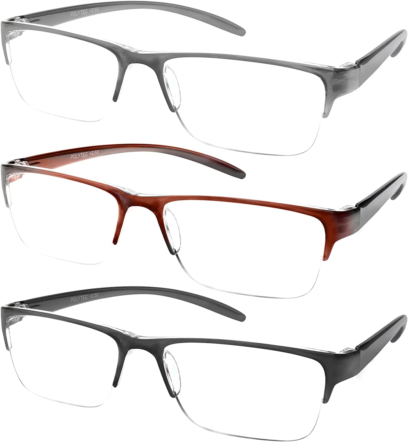 EFE 3 Pack Half Rim Reading Glasses / Unisex Fashion Stylish Reader ...