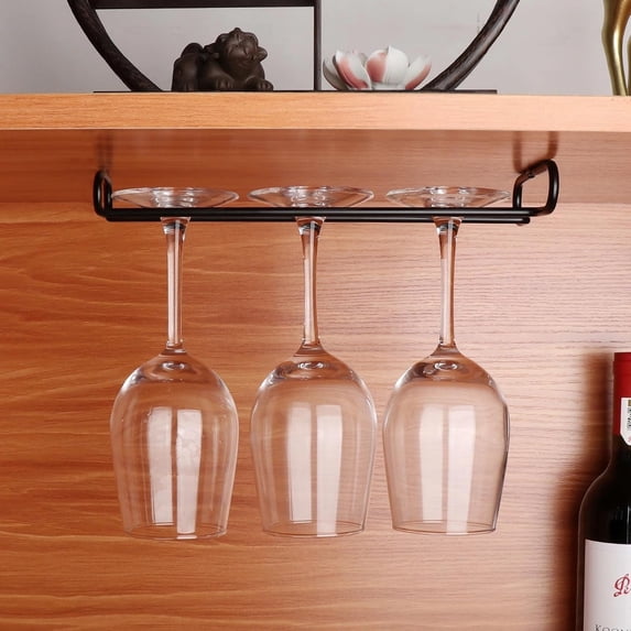 EFEMF-10 Inch Black Wine Glass Rack Under Cabinet Stemware Holder Glass ...