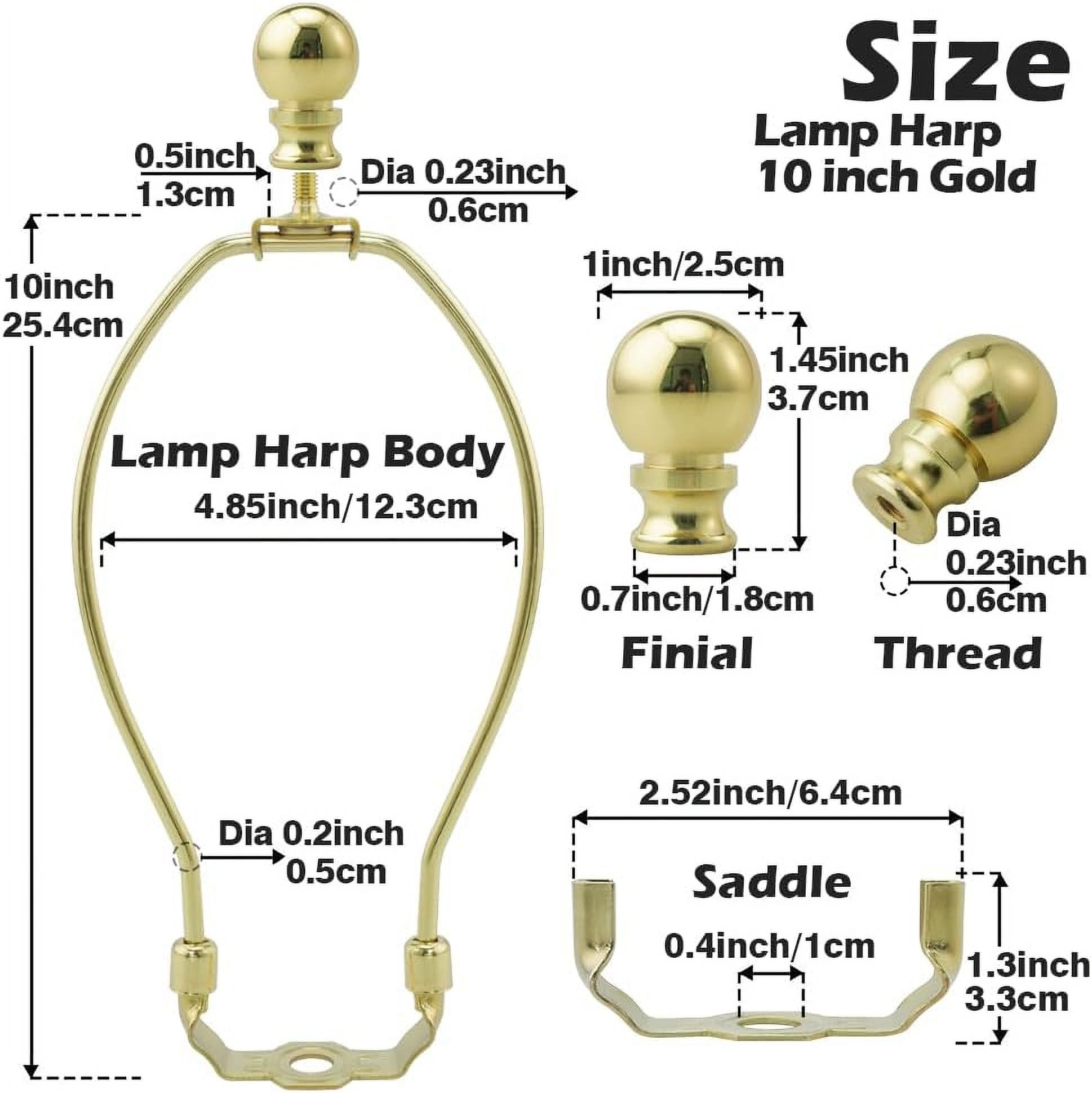 EFEMF-10 Inch Lamp Harp, Gold 2 Set Lamp Harps and Finial, Metal Lamp ...