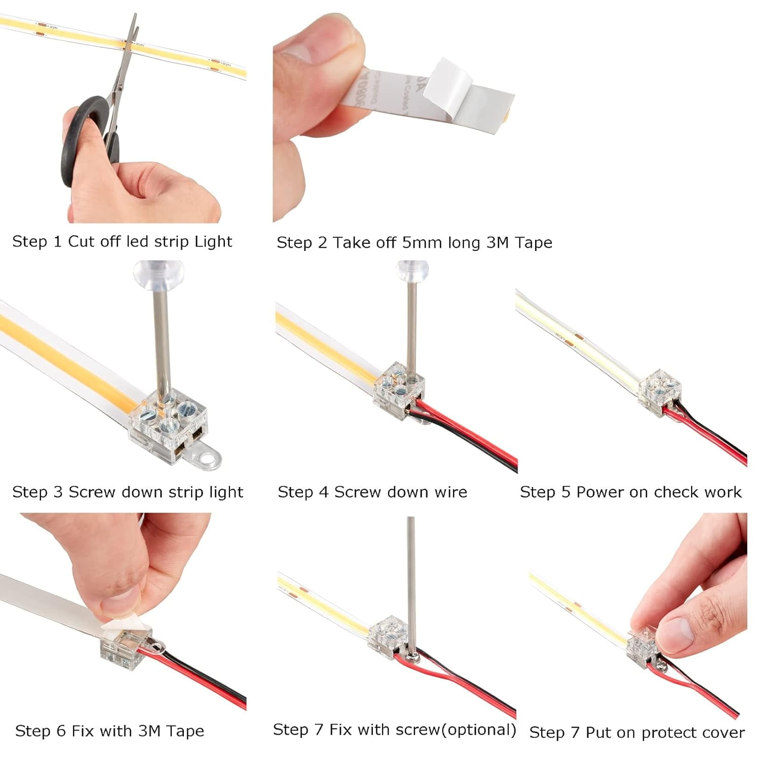 EFEMF-10 Pack LED Connector LED Strip connectors Strip to Wire Fast ...