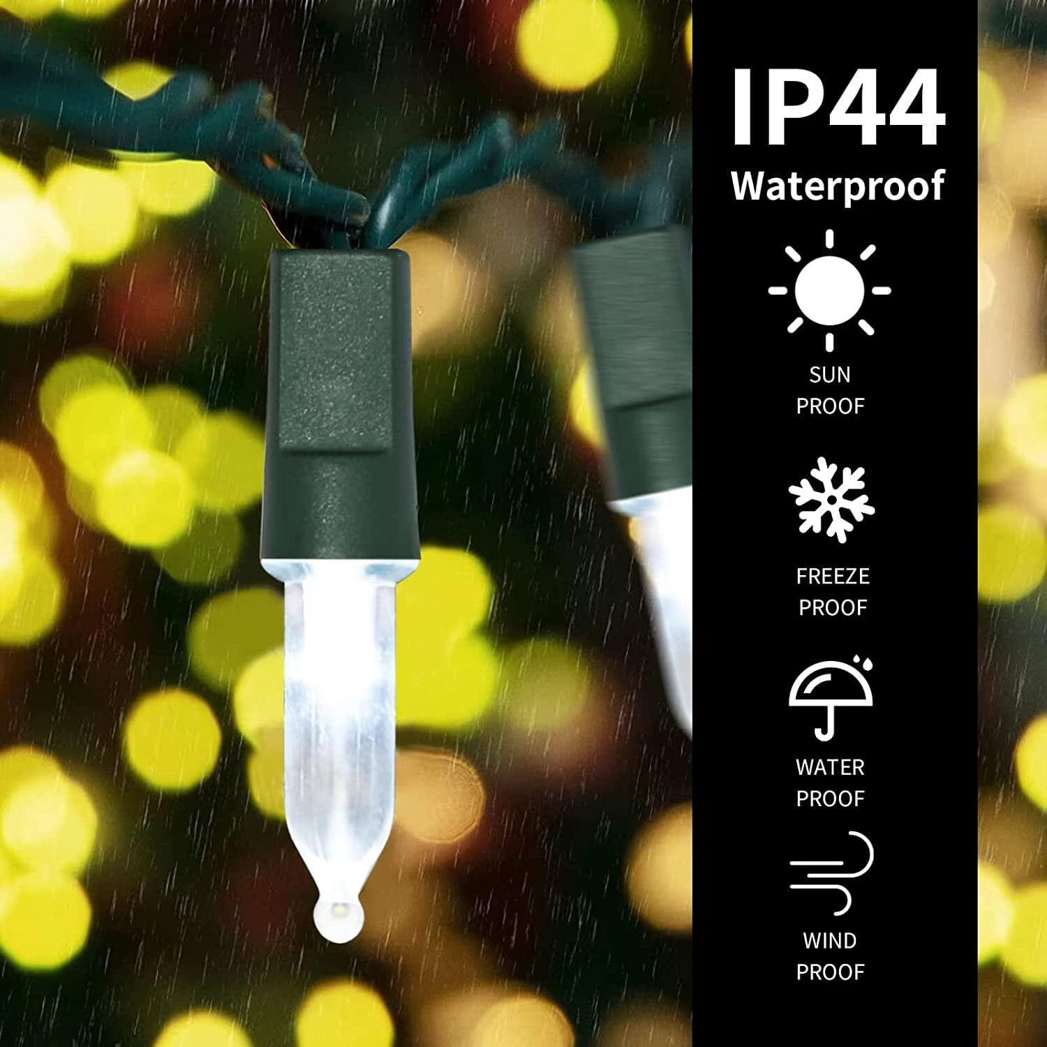 EFEMF-100LED Mini Lights,Green Wire,Waterproof Battery Case,Multi ...