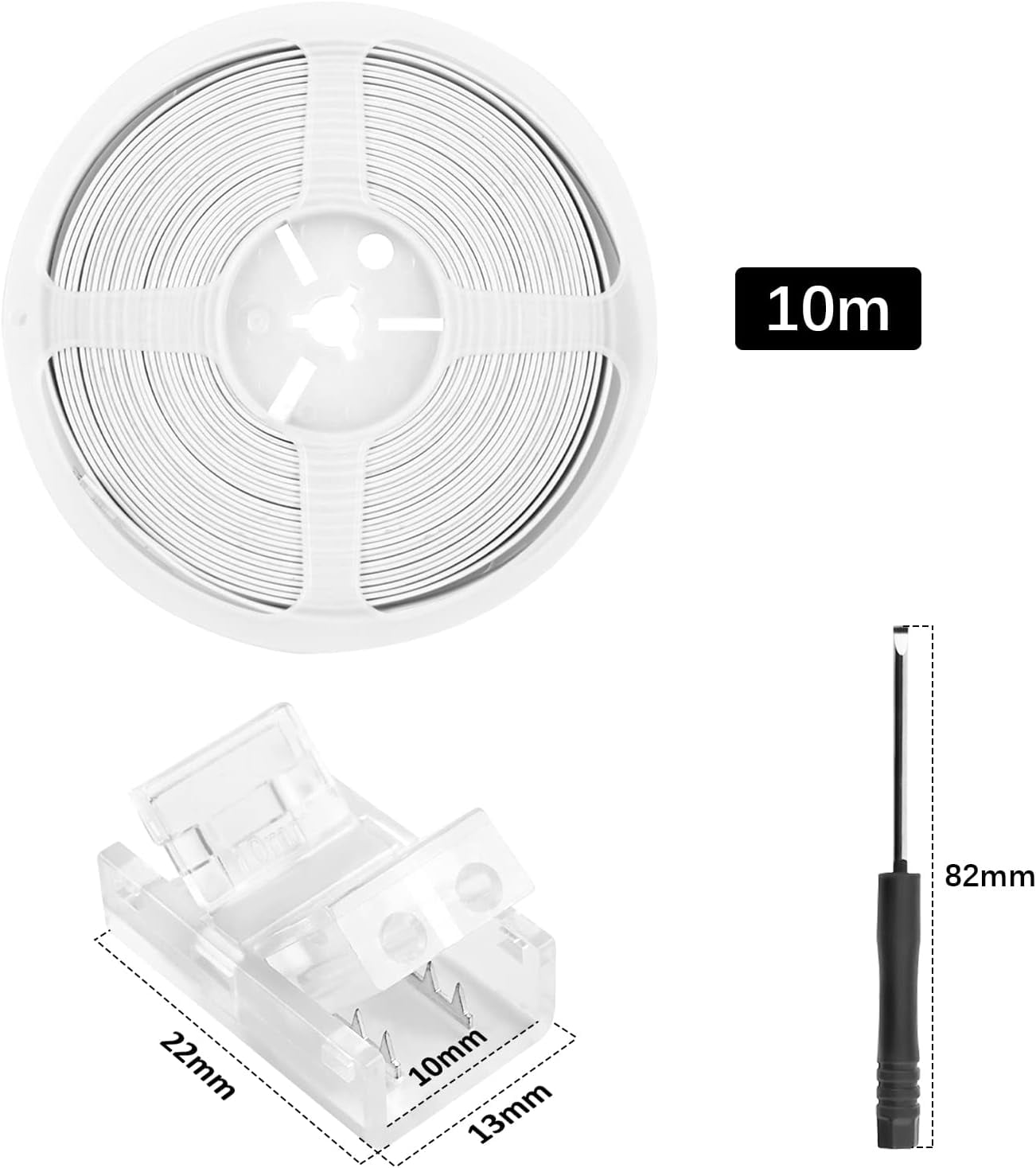 EFEMF-10Pcs 2 Pin 10mm LED Connectors and 32.8FT 2pin 22AWG Extension ...