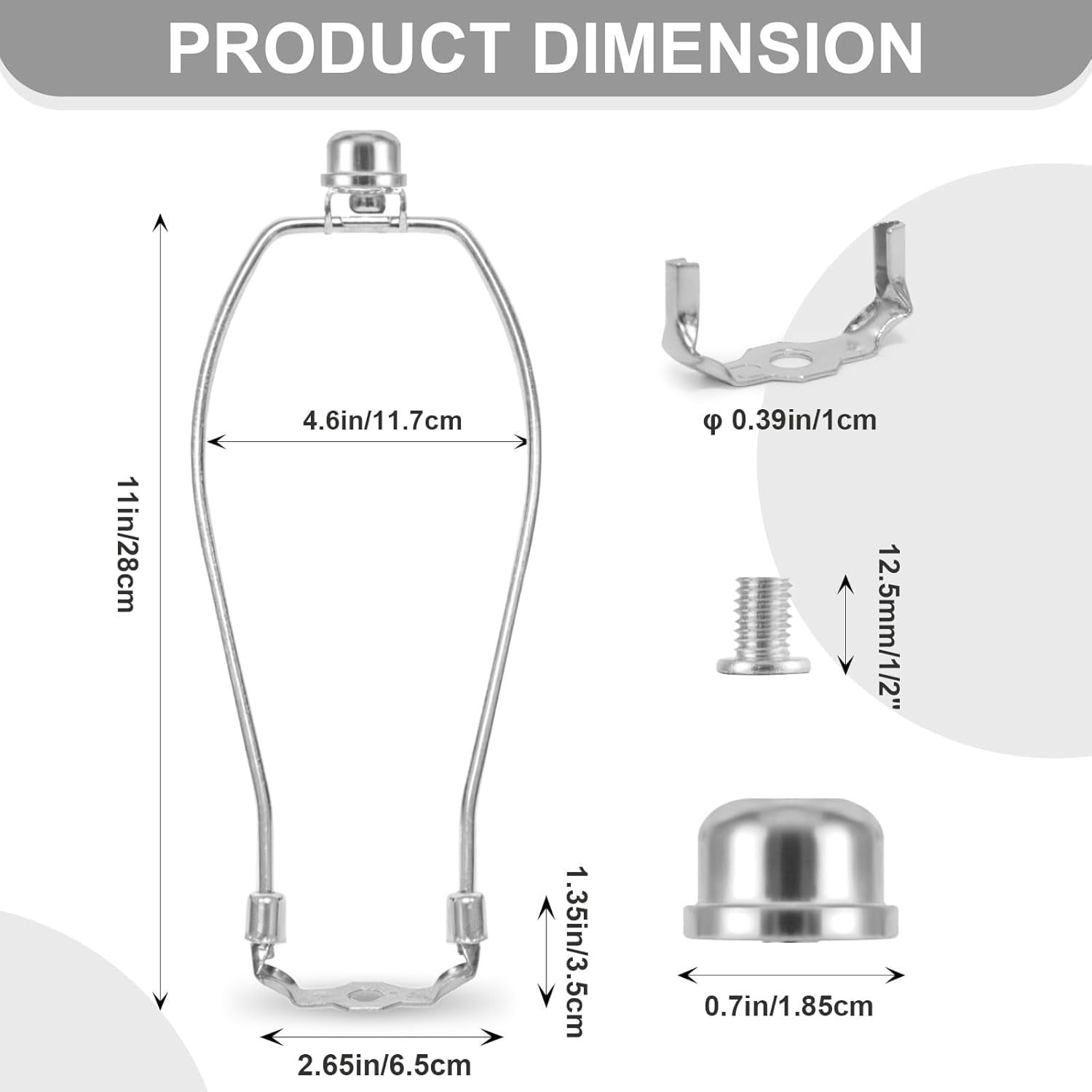 EFEMF-11 Inch Antique Silver Lamp Shade Harp Holder - Detachable Lamp ...