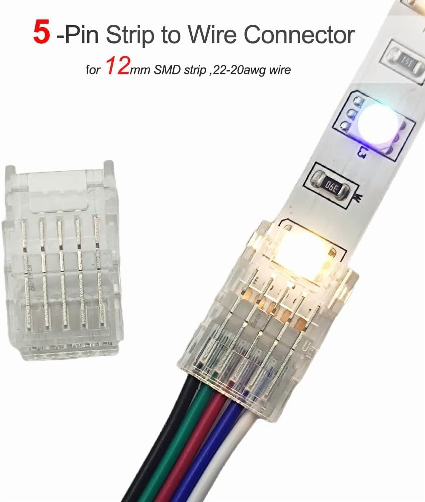 EFEMF-12mm 5-Pin LED Strip Connector – Solderless Quick Connect Clips ...