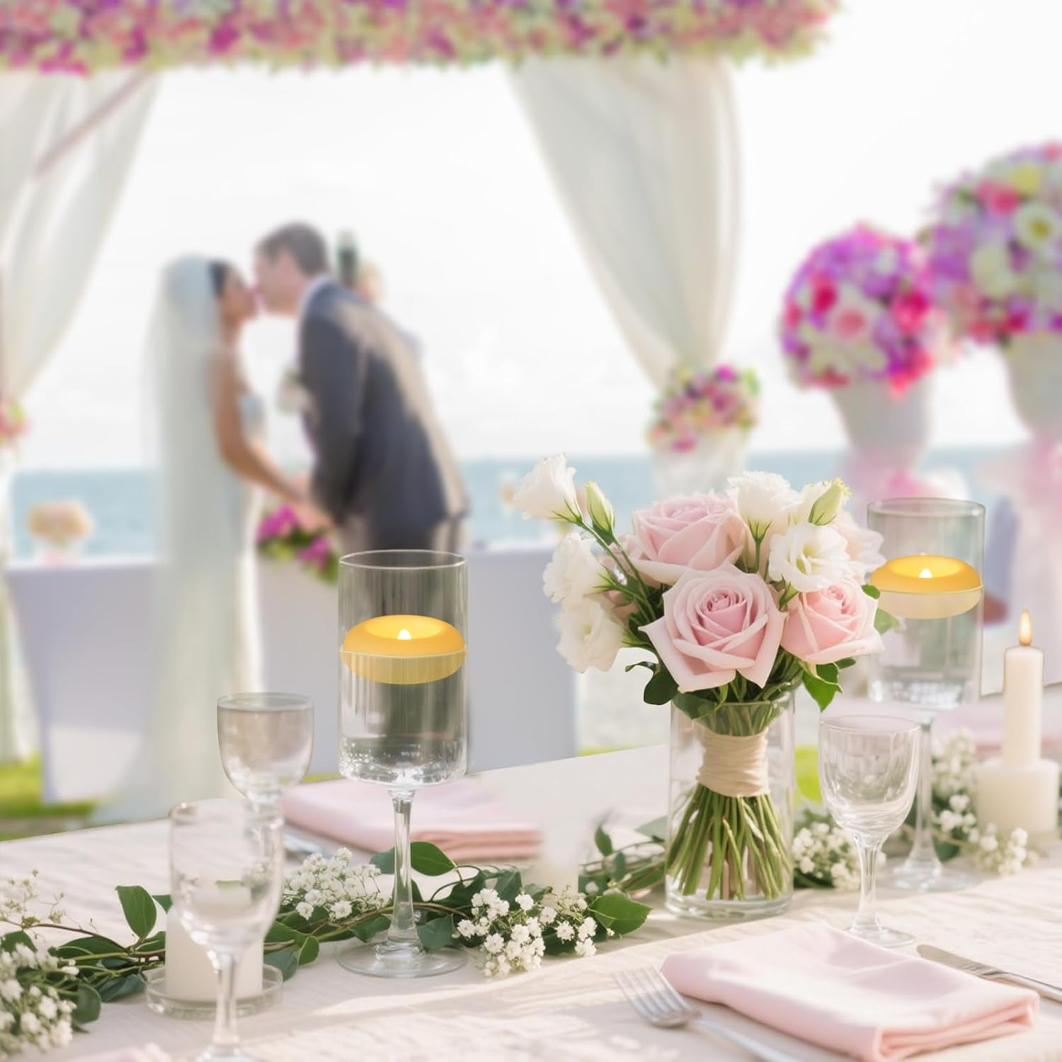 EFEMF-12pcs Flameless LED Floating Candles Battery Operated, 120+ Hours ...