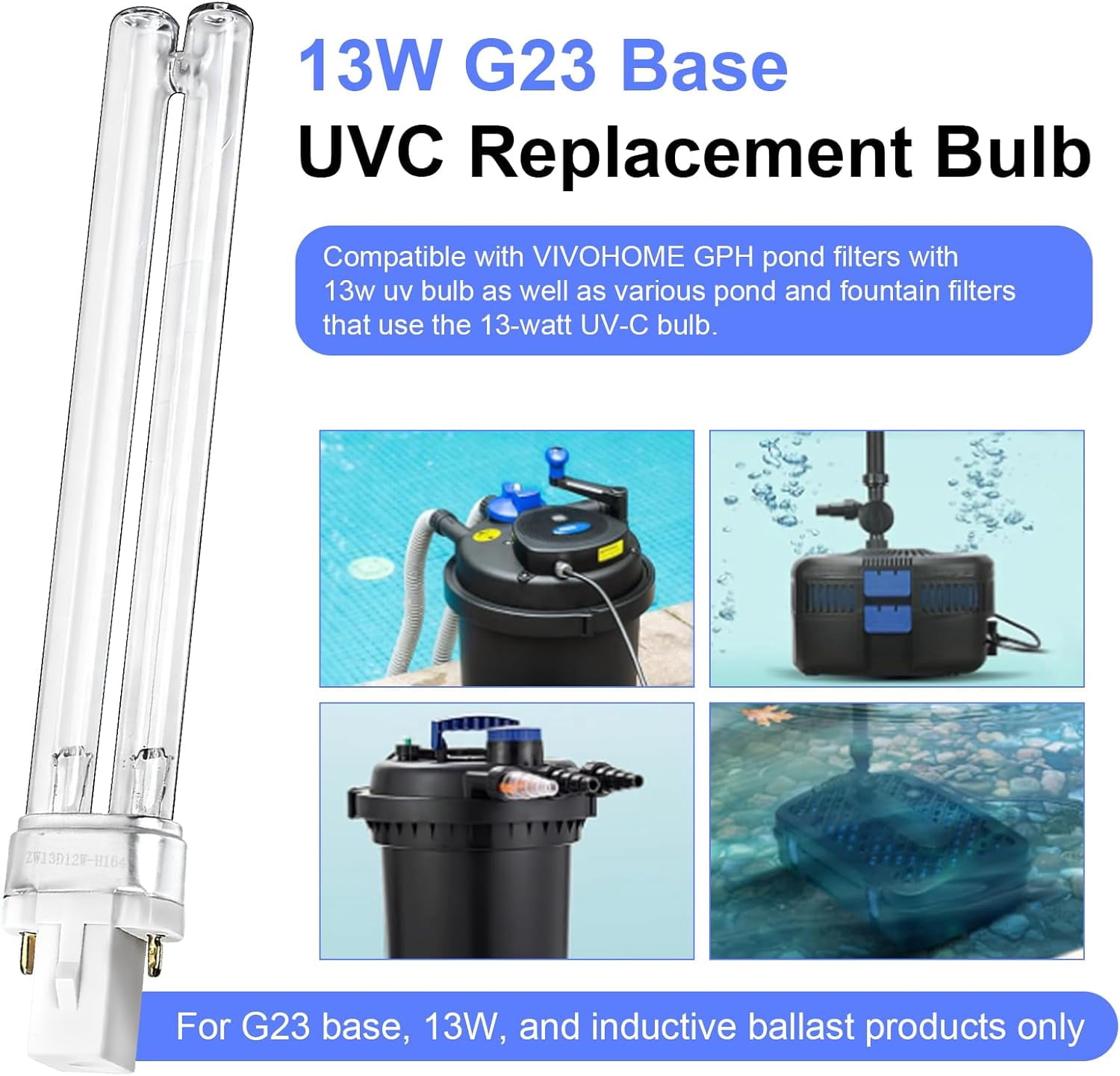 EFEMF-13W UVC Replacement Bulb for Pressurized Biological Pond Filter ...