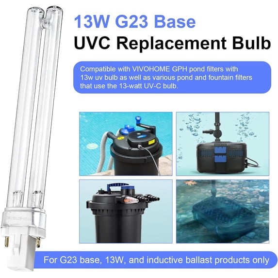 EFEMF-13W UVC Replacement Bulb for Pressurized Biological Pond Filter ...