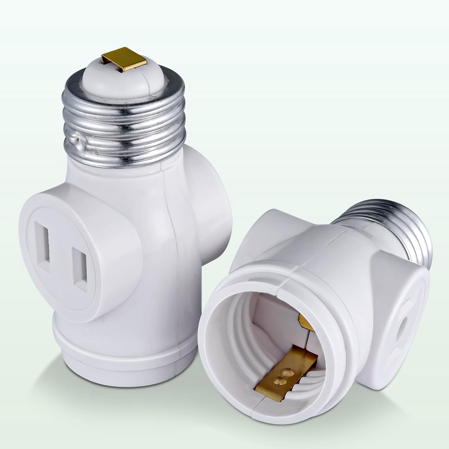 EFEMF-2 Outlet Light Socket Adapter, E26 Bulb Socket to Outlet Splitter ...