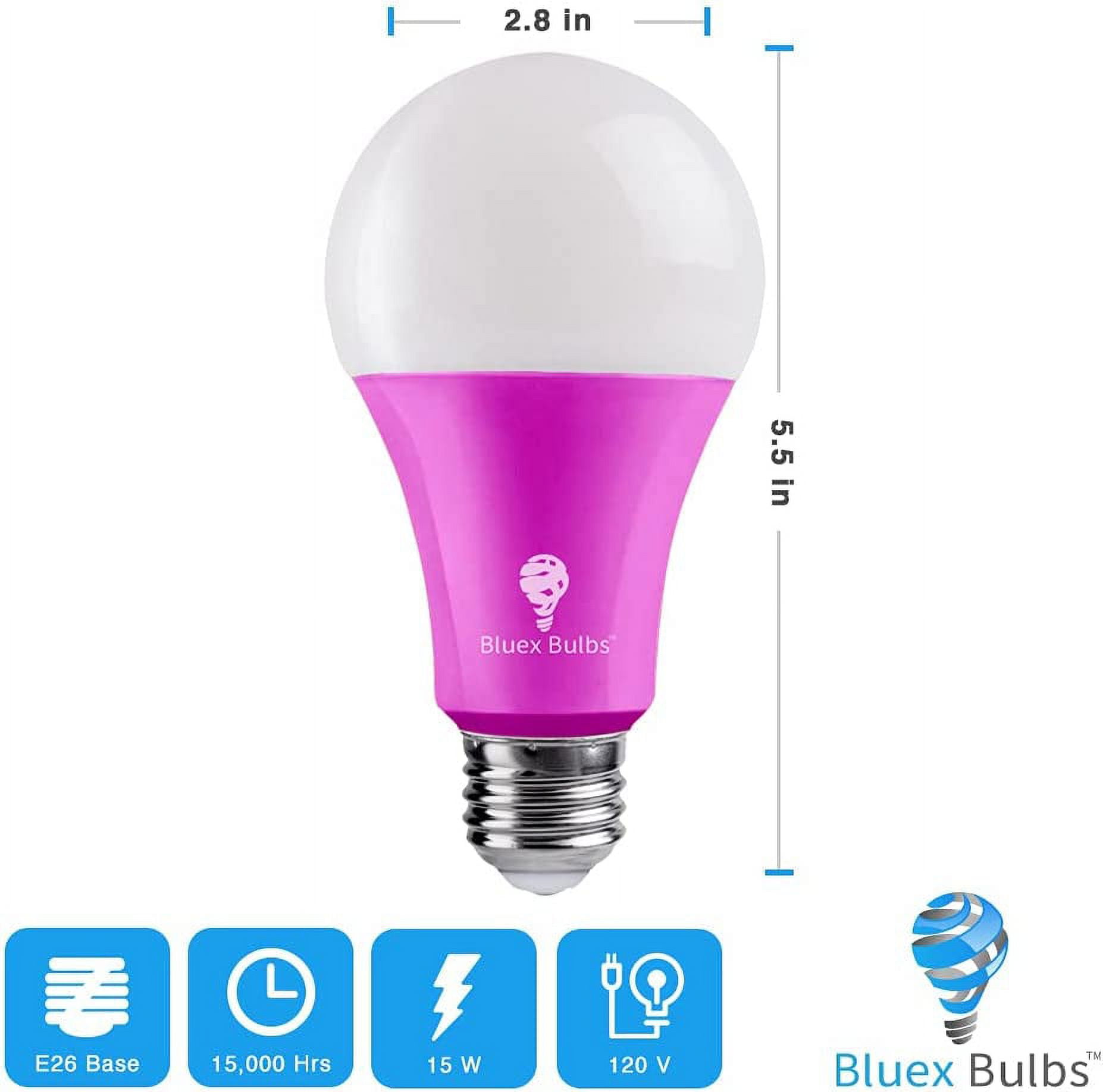 EFEMF-2 Pack BlueX LED A21 Pink Light Bulbs - 15W (120Watt Equivalent ...