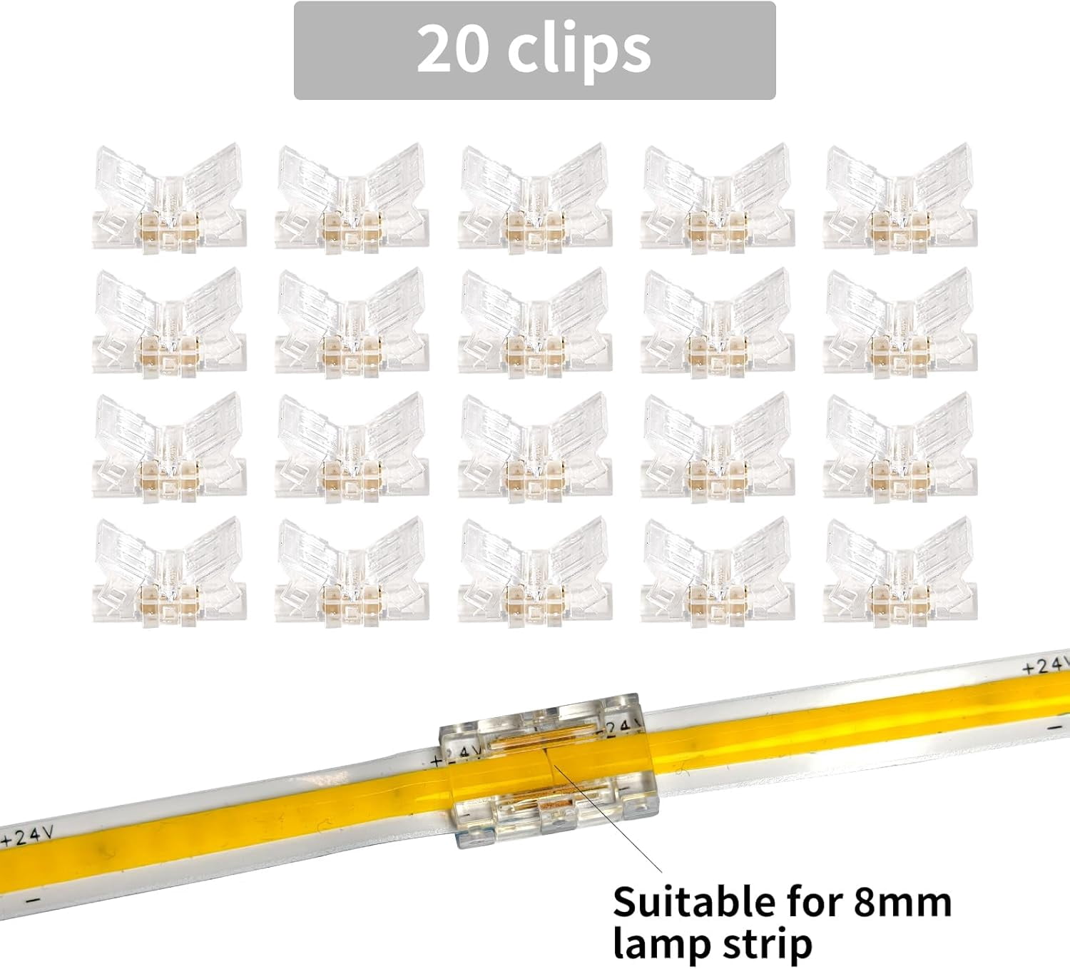 EFEMF-2 Pin 8mm LED Strip to Strip Connectors 20 Pcs Solderless ...