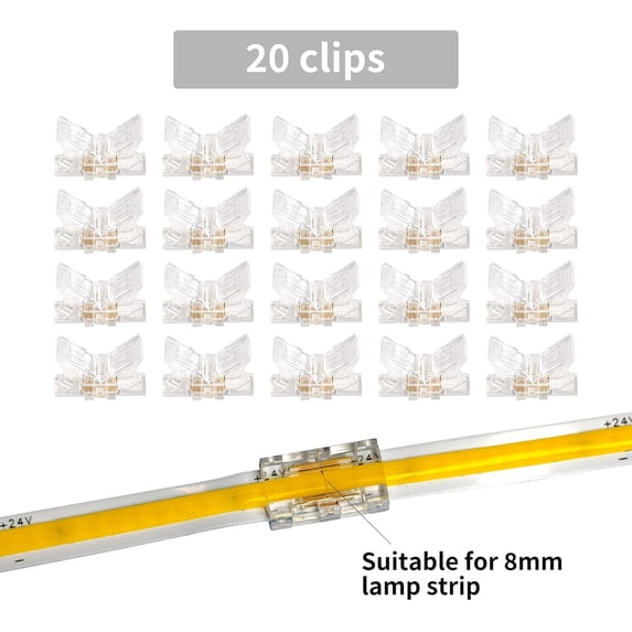 EFEMF-2 Pin 8mm LED Strip to Strip Connectors 20 Pcs Solderless ...