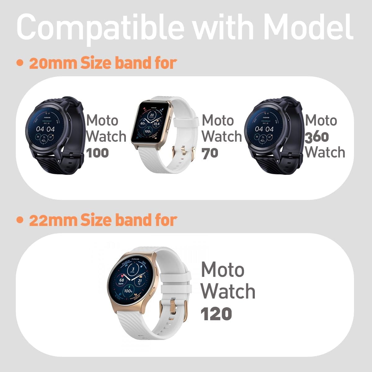 EFEMF-20mm, 22mm Magnetic Watchband Compatible with Moto Watch 120 Band ...
