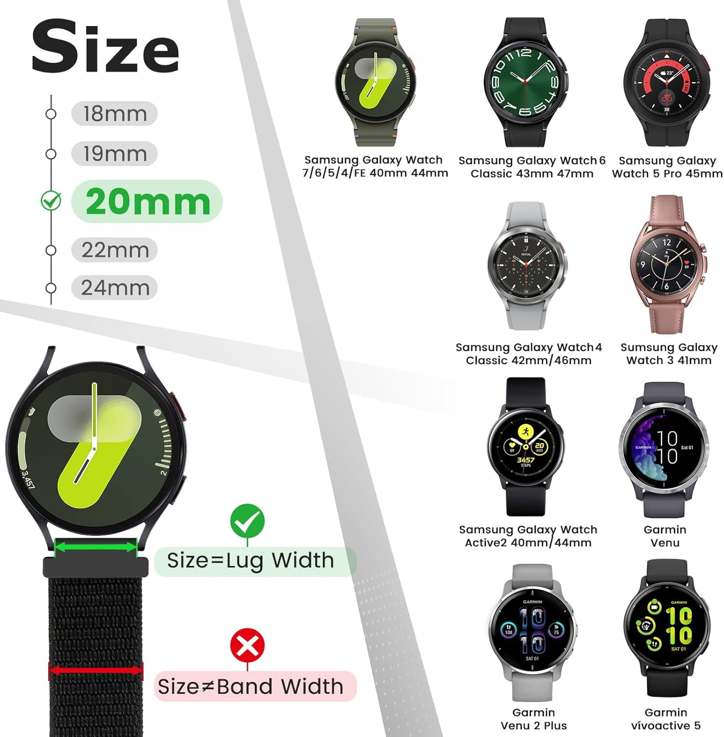 EFEMF-20mm Nylon Quick Release Band Compatible with Samsung Galaxy ...