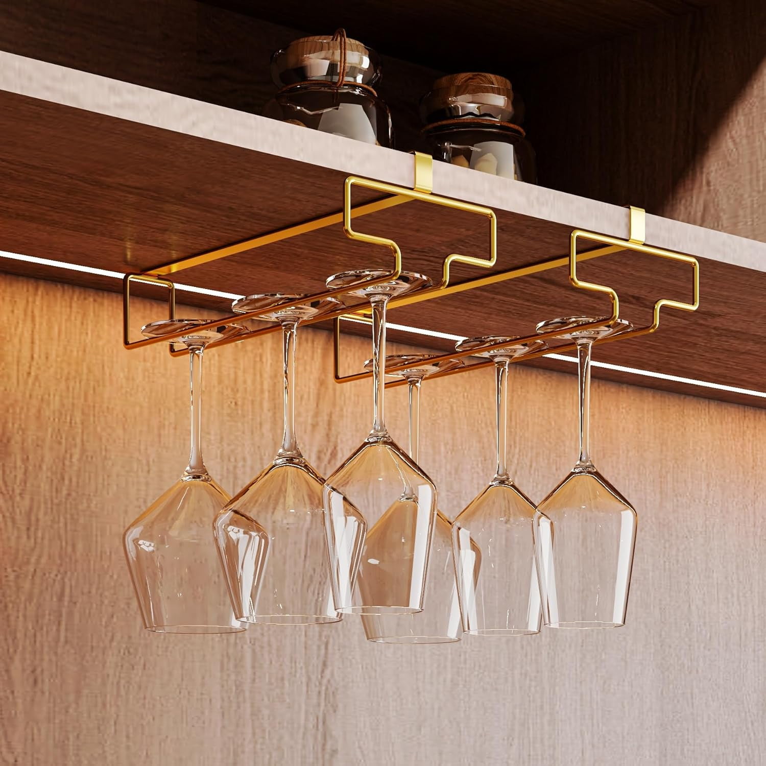 EFEMF-2Pcs Wine Glass Hanger - Quick-Install No-Drill Hanging Home ...
