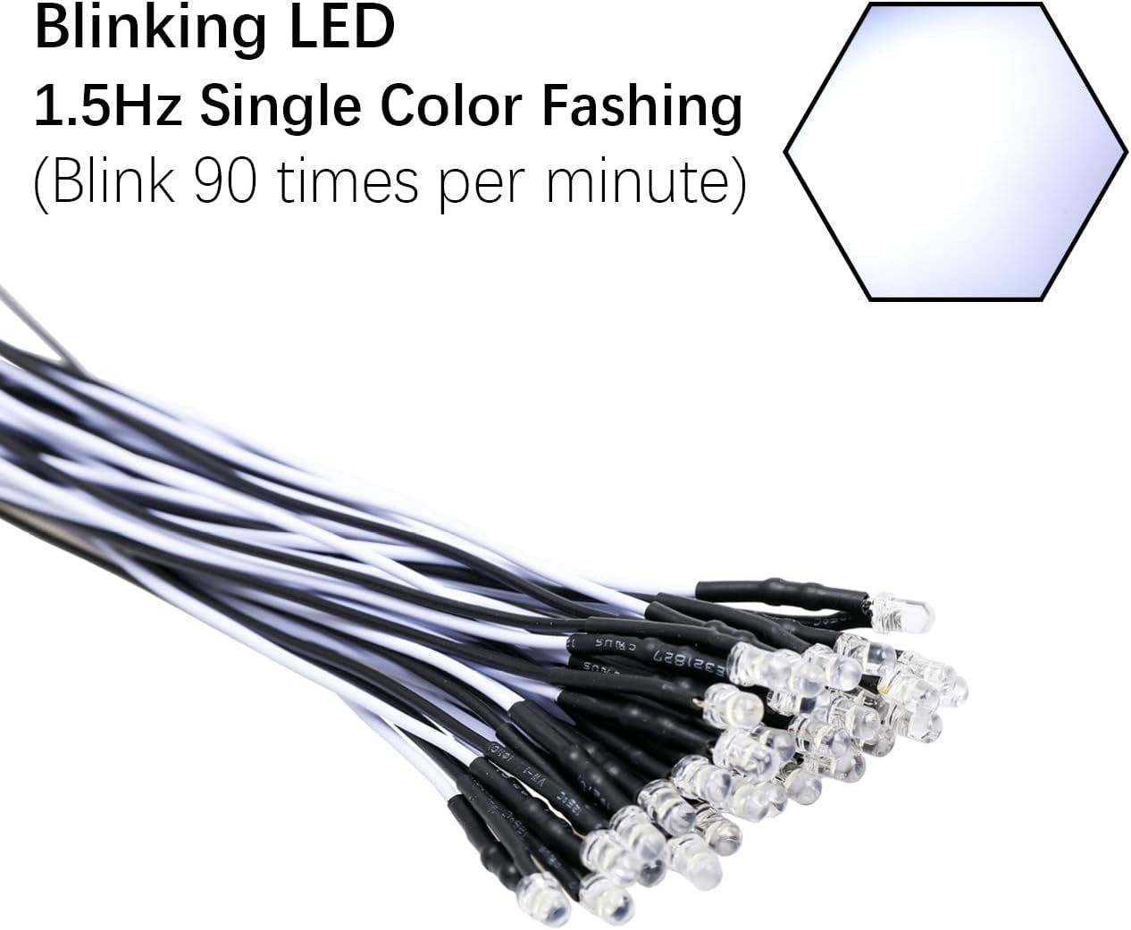 EFEMF-30pcs 12 Volt 3mm White Blinking LED Lights Emitting Diodes (1 ...