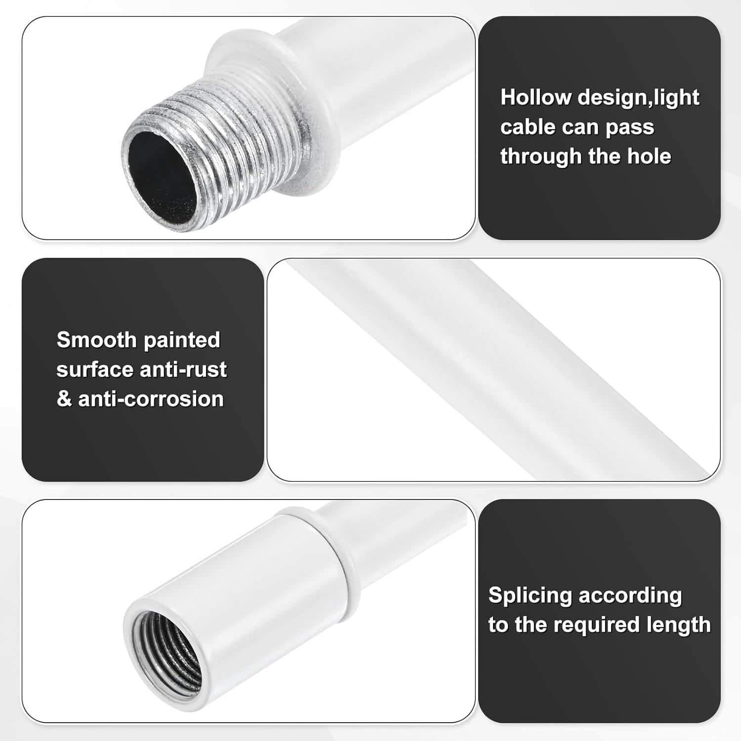 EFEMF-4-Set Straight Pipe Lamp Stem Kit, 200mm(7.87") Long M10 Double ...
