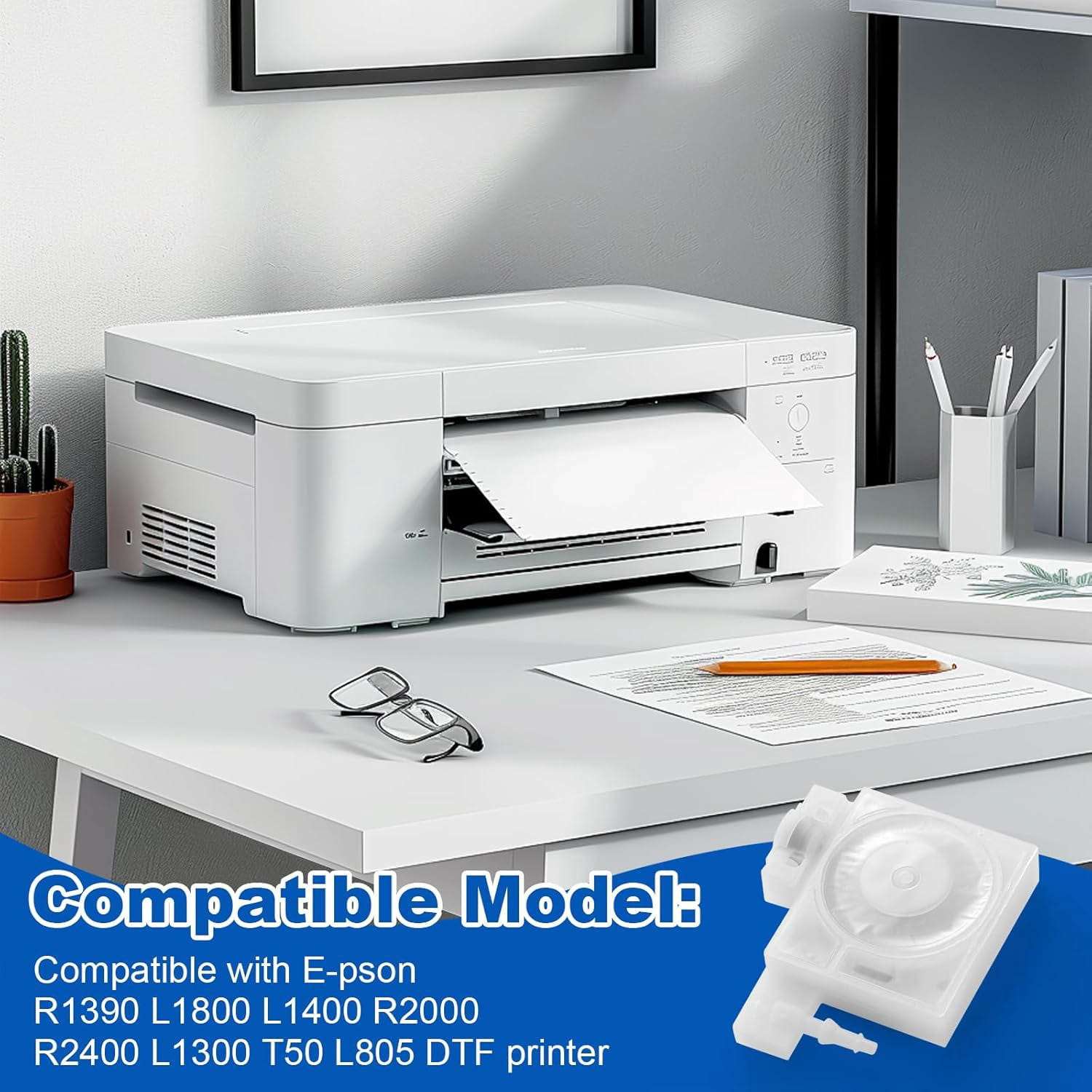 EFEMF-4Pcs Printer Ink Damper Compatible with E-pson R1390 L1800 L1400 ...