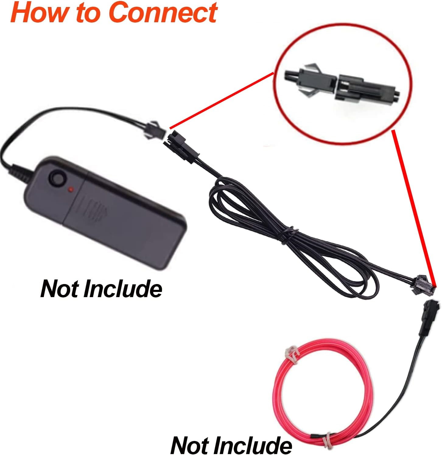 EFEMF-5PCS 2-Pin EL Splitter Cable,1M EL Wire Extension Cable Line Wire ...