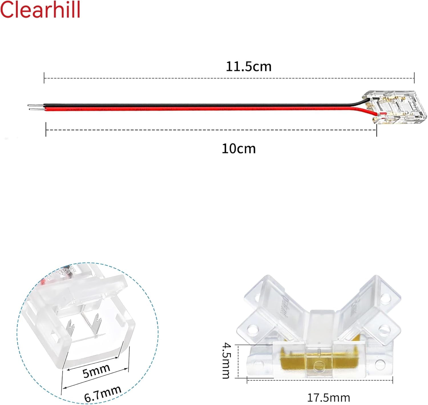 EFEMF-5mm 2Pin 20Pcs COB LED Strip Connectors,Solderless Strip to Wire ...