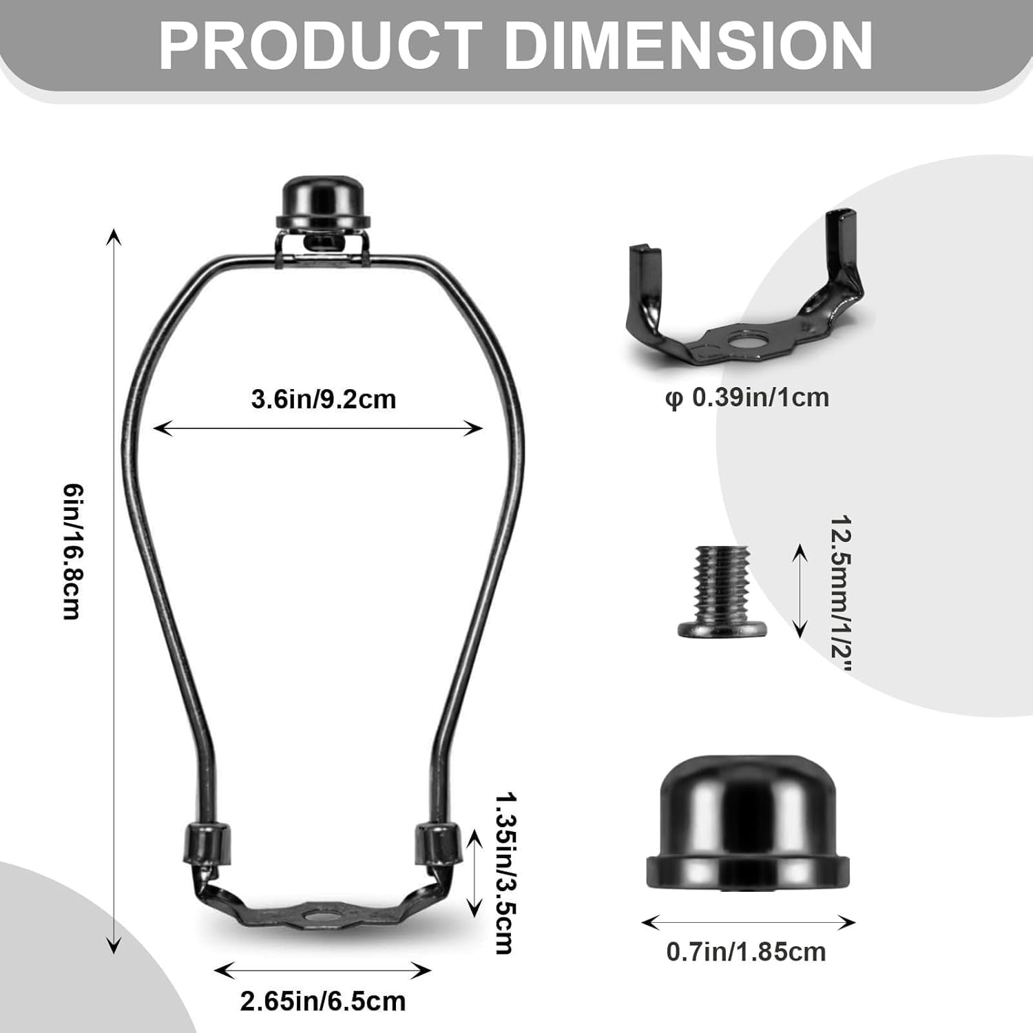 EFEMF-6 Inch Antique Black Lamp Shade Harp Holder - Detachable Lamp ...