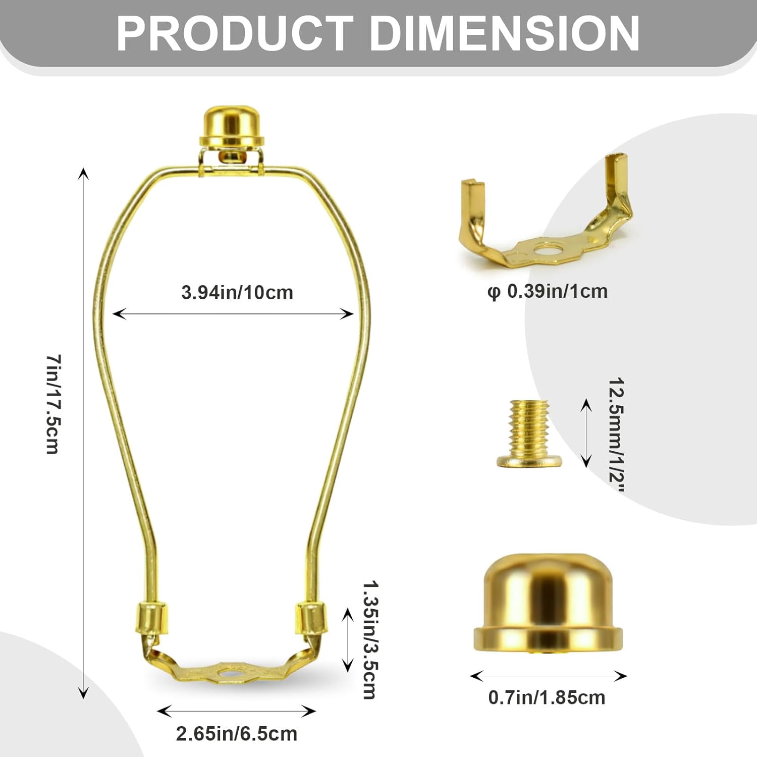 EFEMF-7 Inch Antique Gold Lamp Shade Harp Holder - Detachable Lamp ...