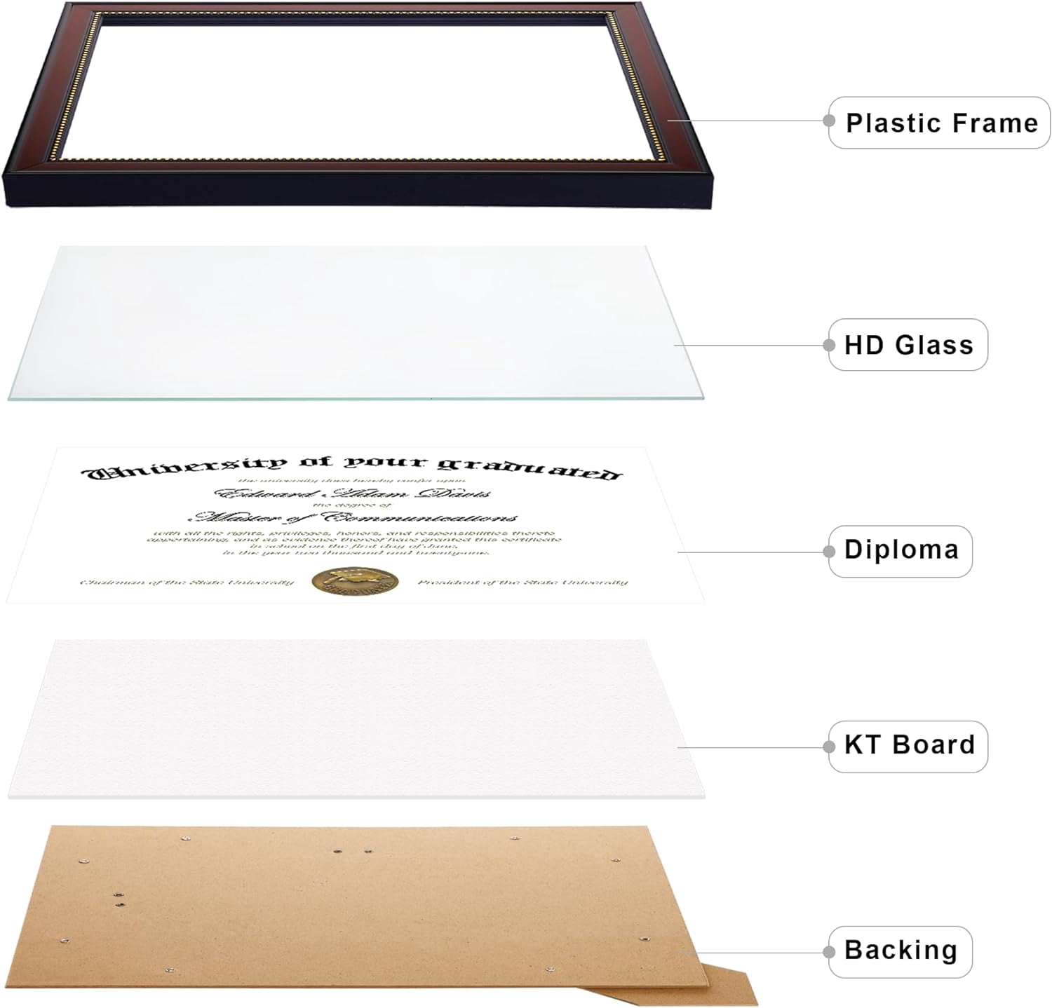 EFEMF-8.5x11 Diploma Certificate Frame with High Definition Glass ...