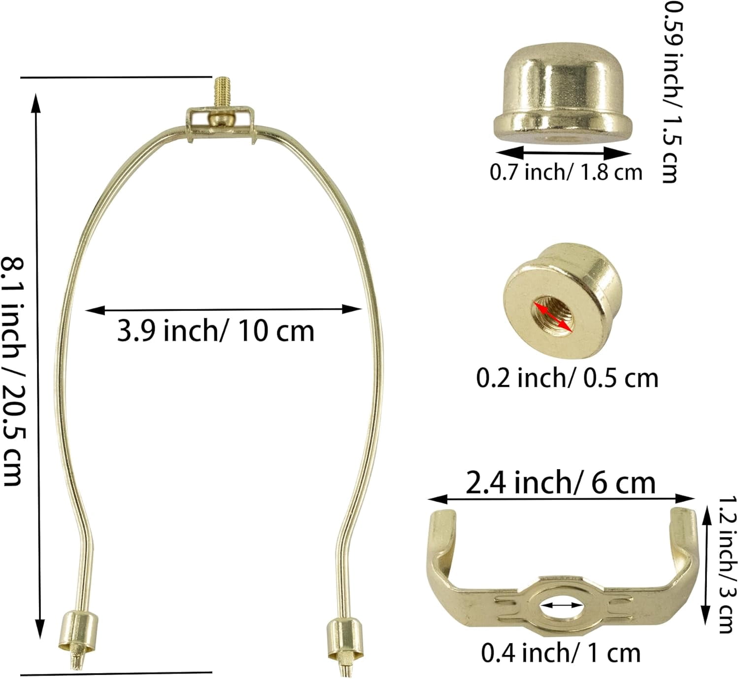 EFEMF-8Inch Lamp Harp Kit with Removable Standard Lightweight Saddle ...
