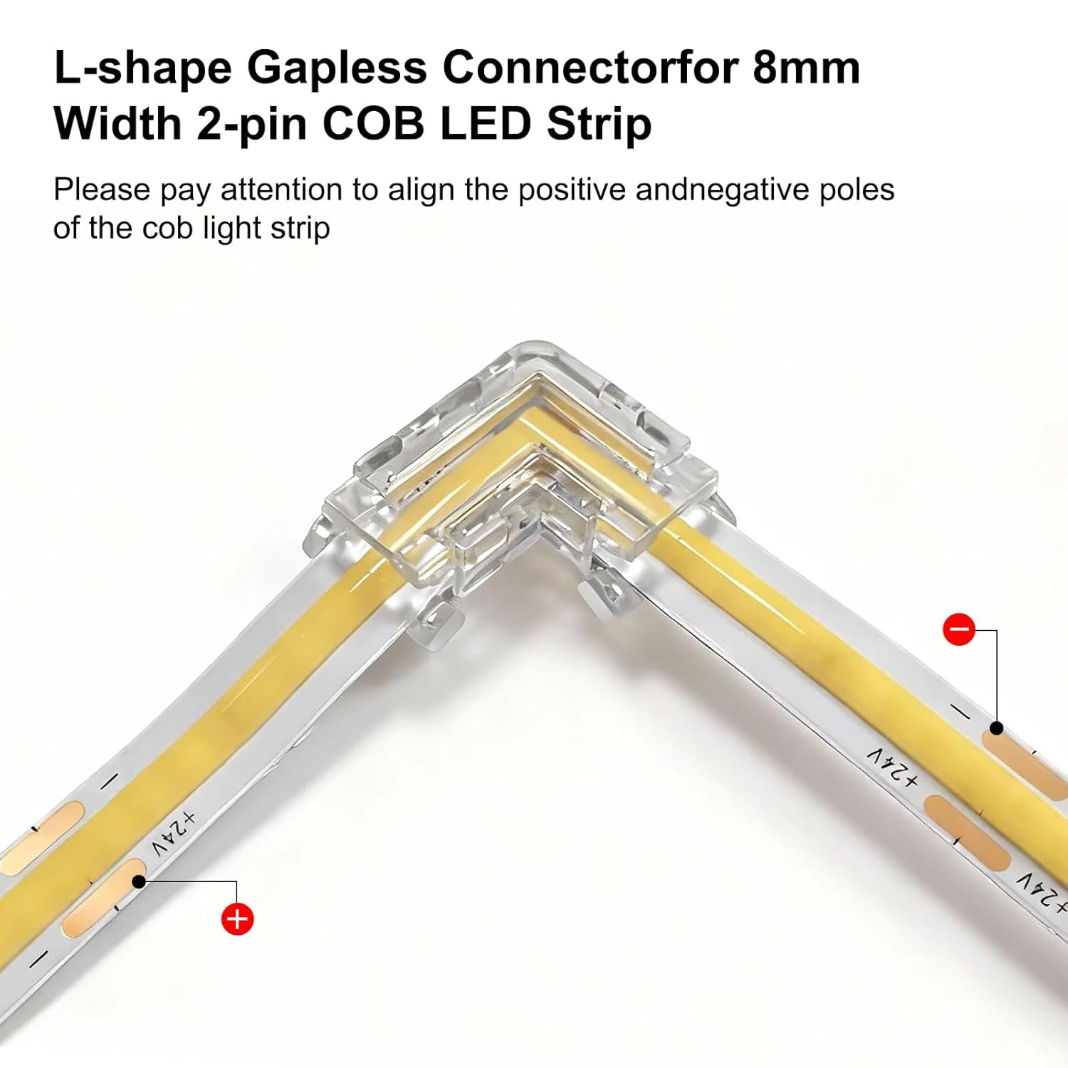 EFEMF-8mm 2 Pin COB LED Strip Connectors Kit, Solderless Transparent ...
