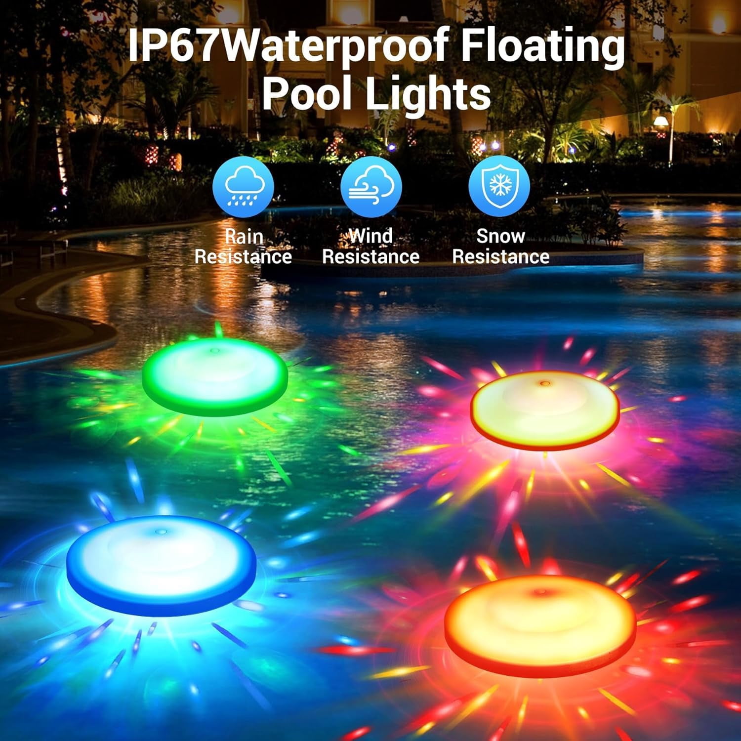 EFEMF-Battery Powered Floating Pool Light for Above Ground Pools IP67 ...