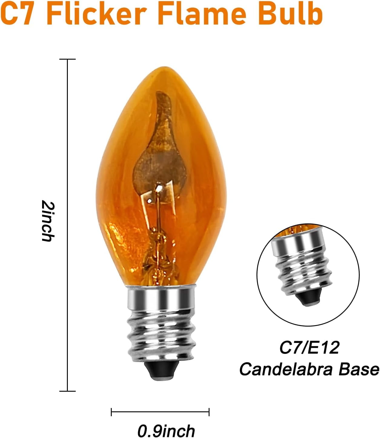 EFEMF-C7 Flicker Flame Orange Bulb, Flame Shaped Bulb Dances with a ...