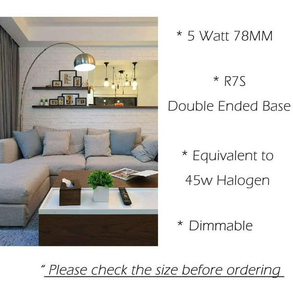EFEMF-Dimmable R7S LED Bulb 78mm (3'') - 5W T3 Double Ended J Type J78 ...