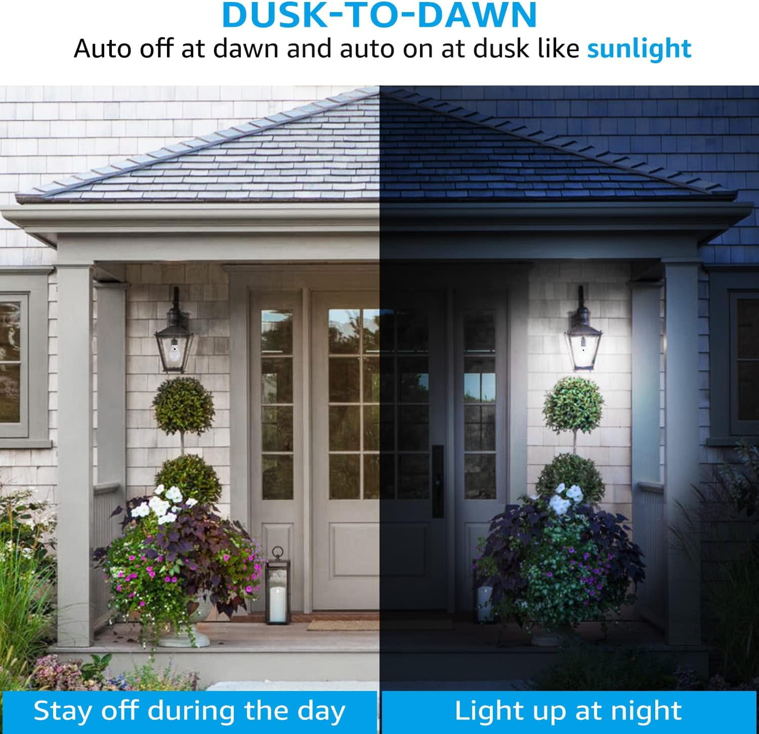 EFEMF-Dusk to Dawn Light Bulbs Outdoor, Sensor A19 LED Light Bulb, Auto ...