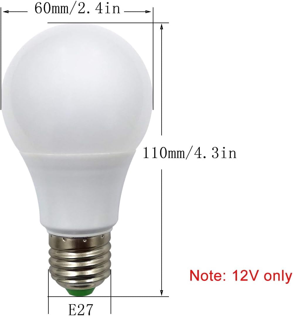 EFEMF-E26 12V Low Voltage LED Light Bulbs 5W A19 Standard Edison Screw ...