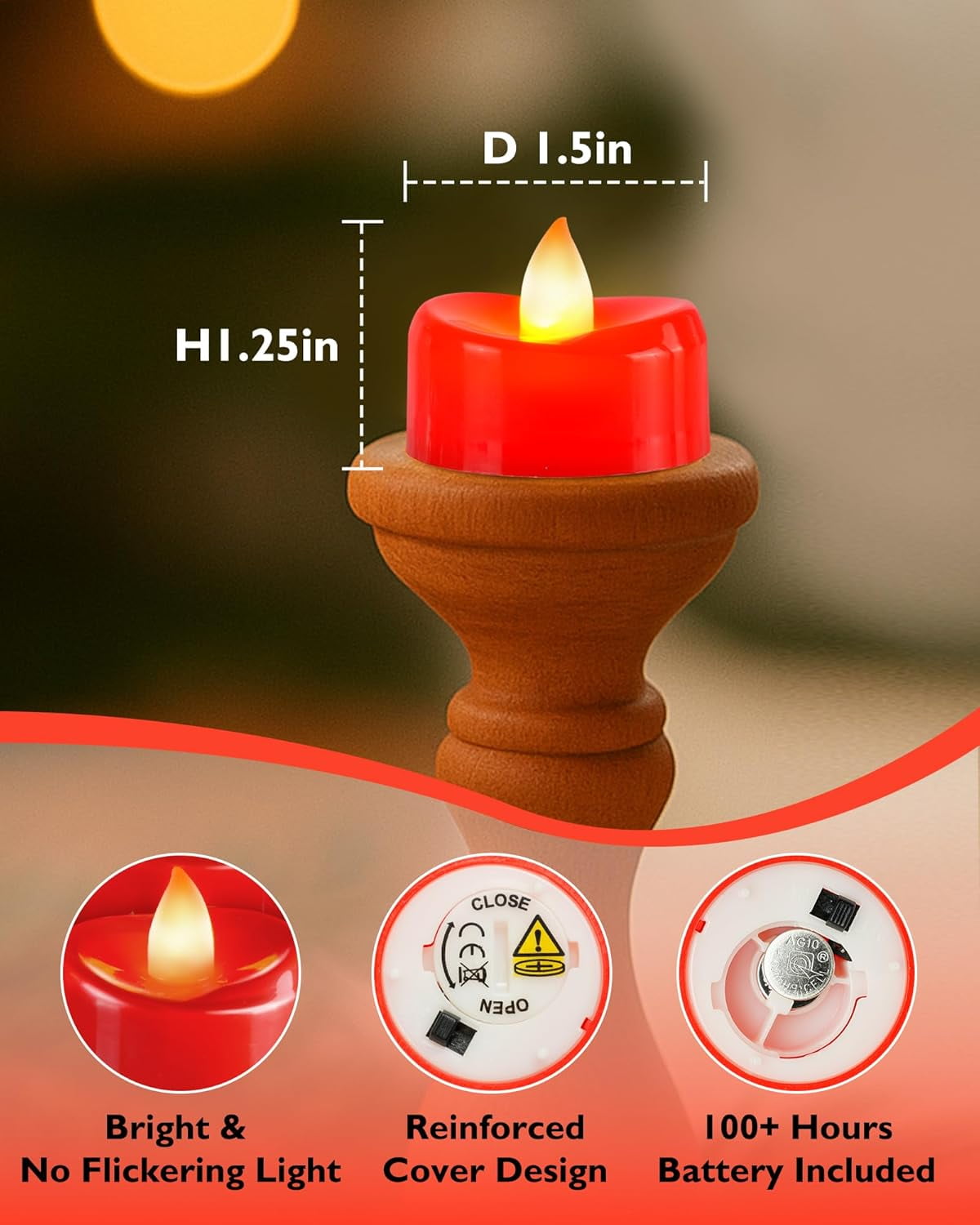 EFEMF-Flameless Candles, 50Pcs Tea Lights Candles Battery Operated ...