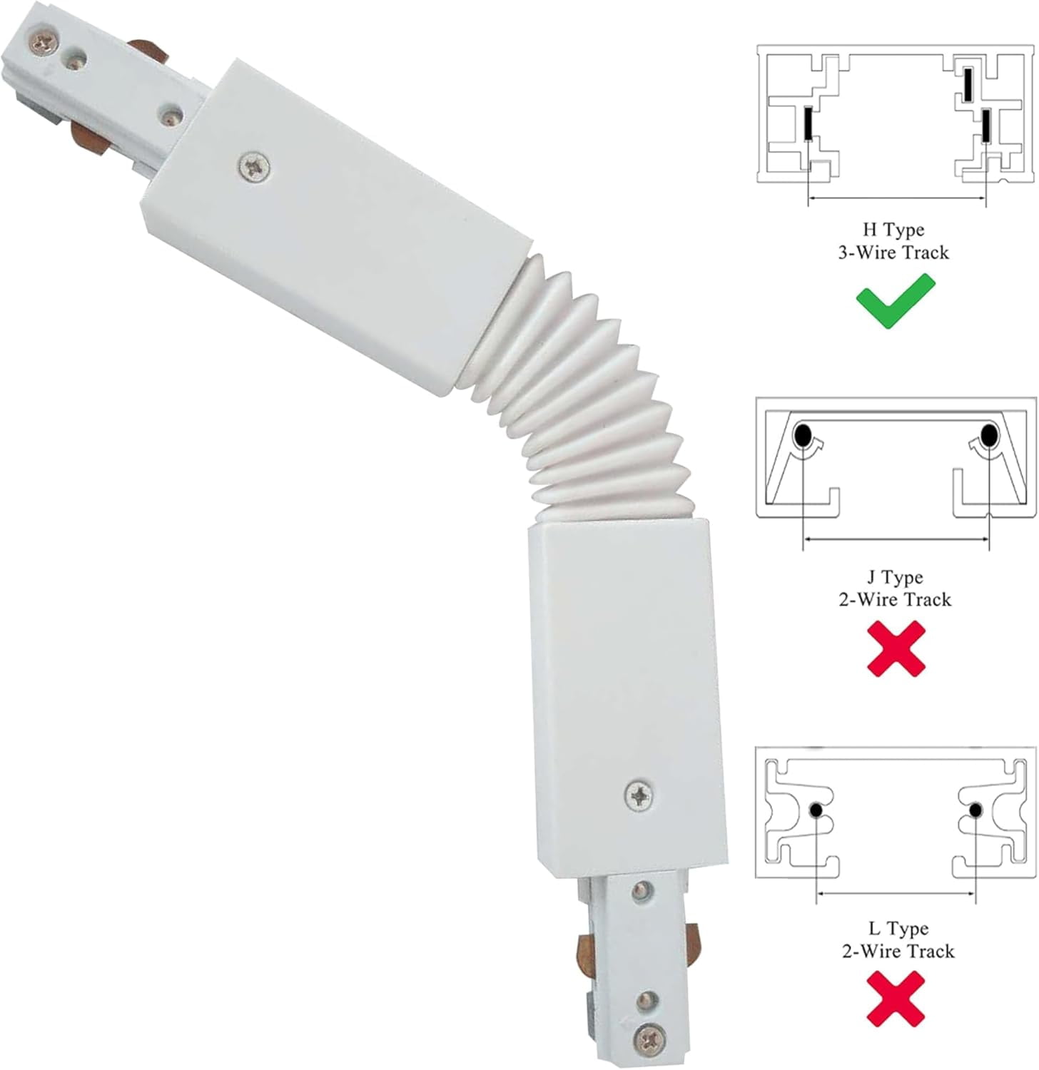 EFEMF-H Type Track Lighting Accessories, White Flexible Connector for ...