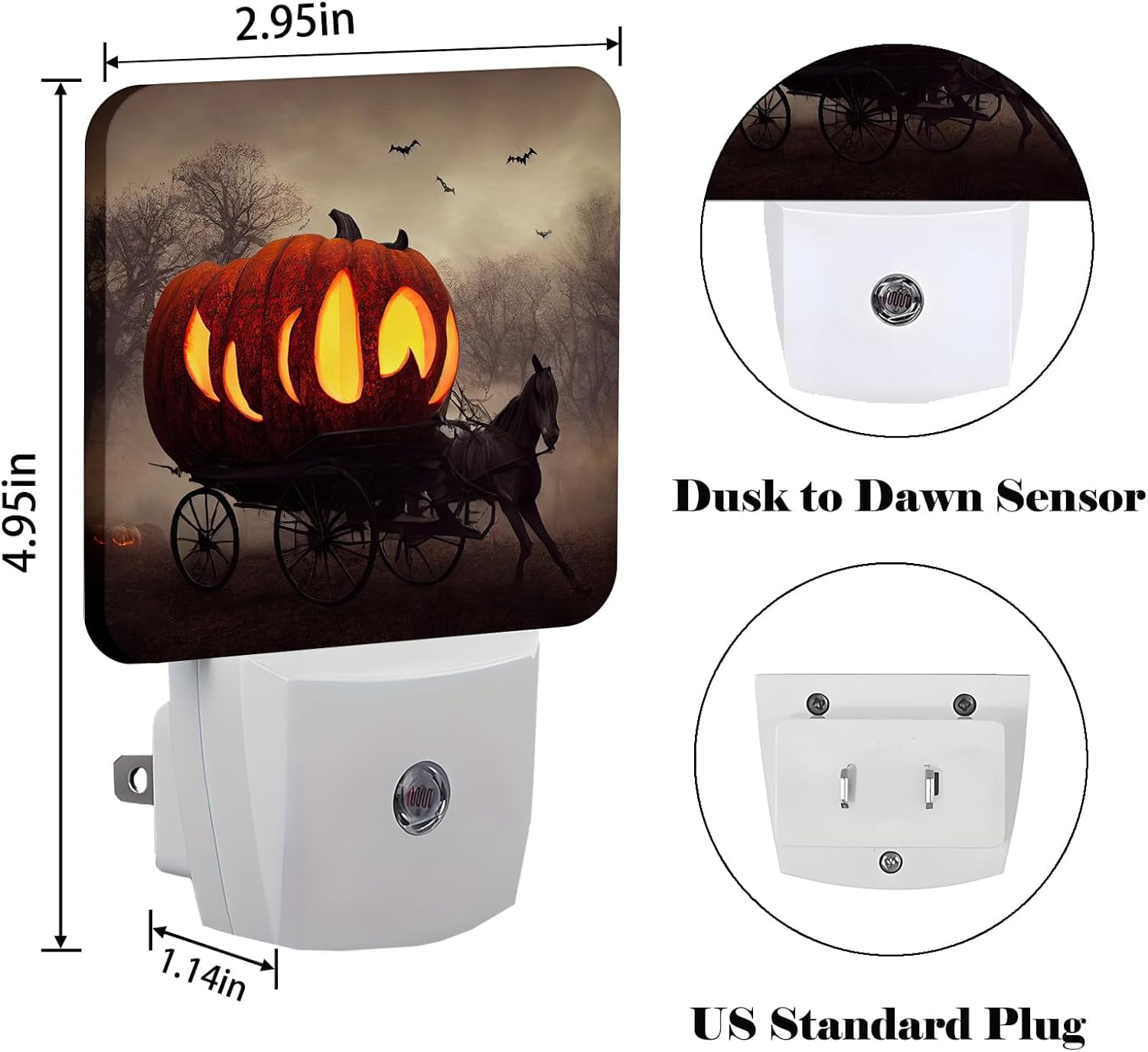 EFEMF-Halloween Pumpkin Carriage Night Light,Plug Into Wall with Dusk ...