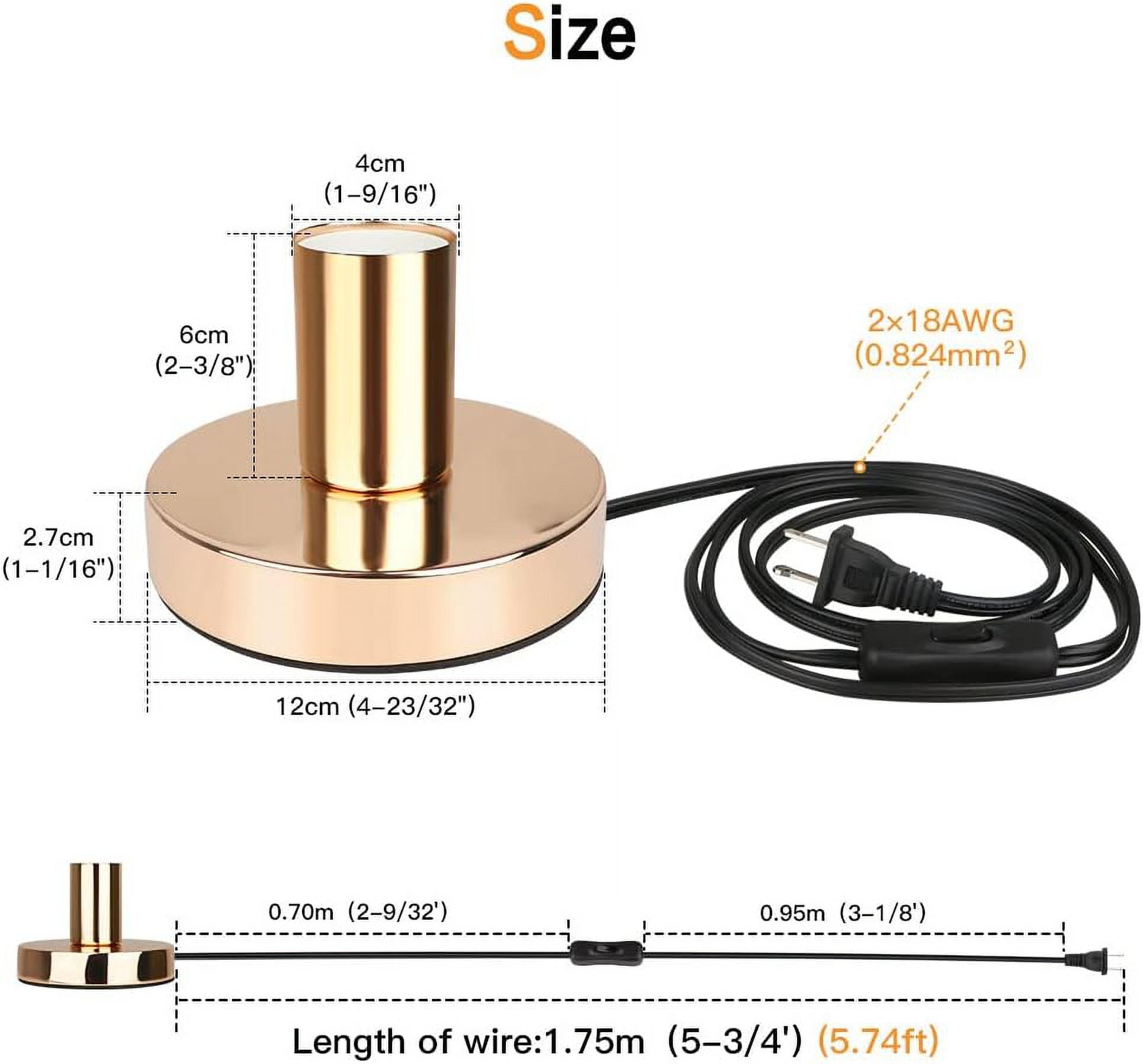 EFEMF-Industrial Table Lamp, Gold E26 E27 Base Without Shade, Mini ...