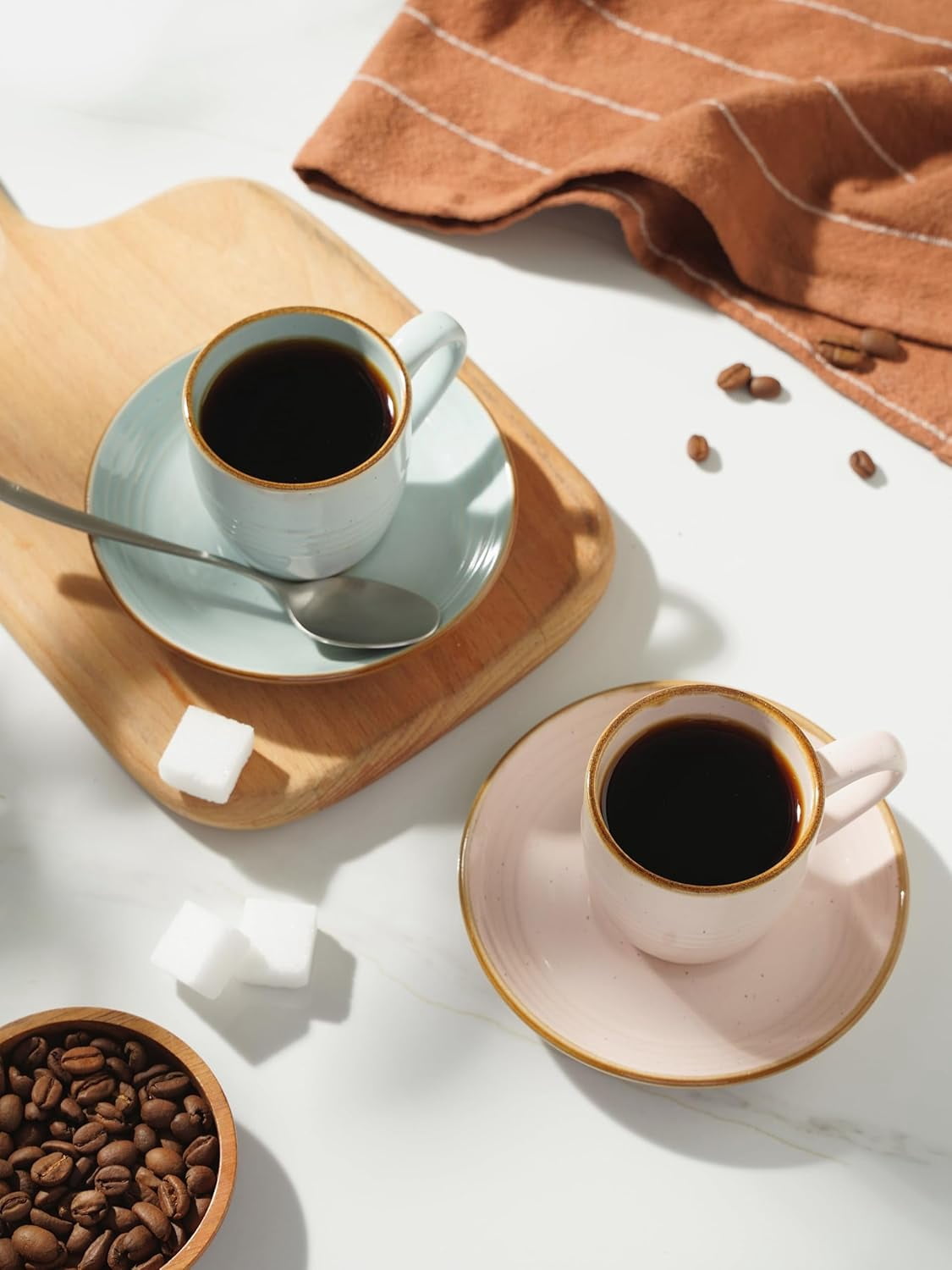 EFEMF-Jupiter Espresso Cups and Saucers Set of 4, 3 oz Ceramic Small ...