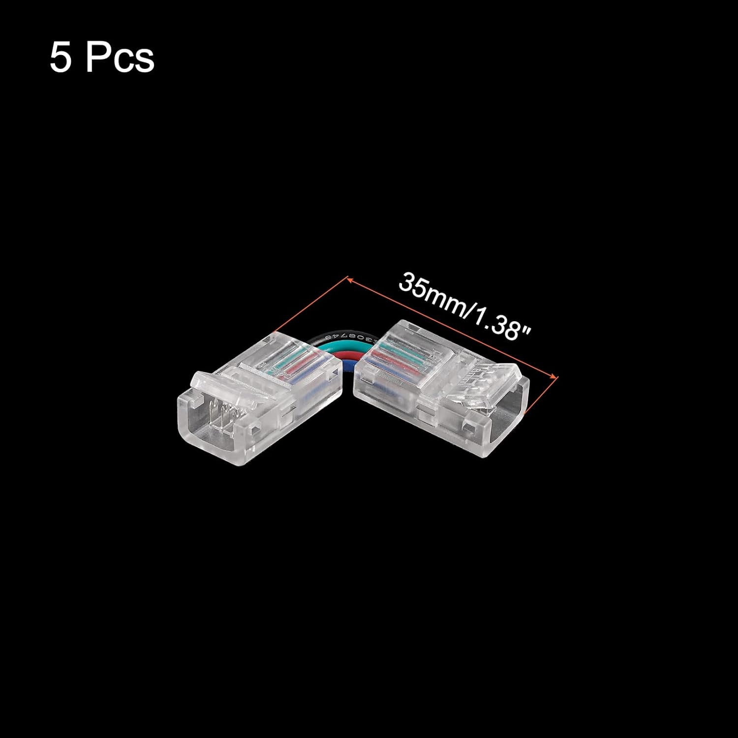 EFEMF-L Shape 4 Pin LED Connectors, 8mm Wide 90 Degree Angle Corner ...