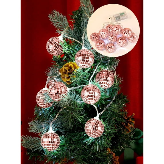 EFEMF-LED Disco Ball String Light Battery Powered Mirror Balls ...