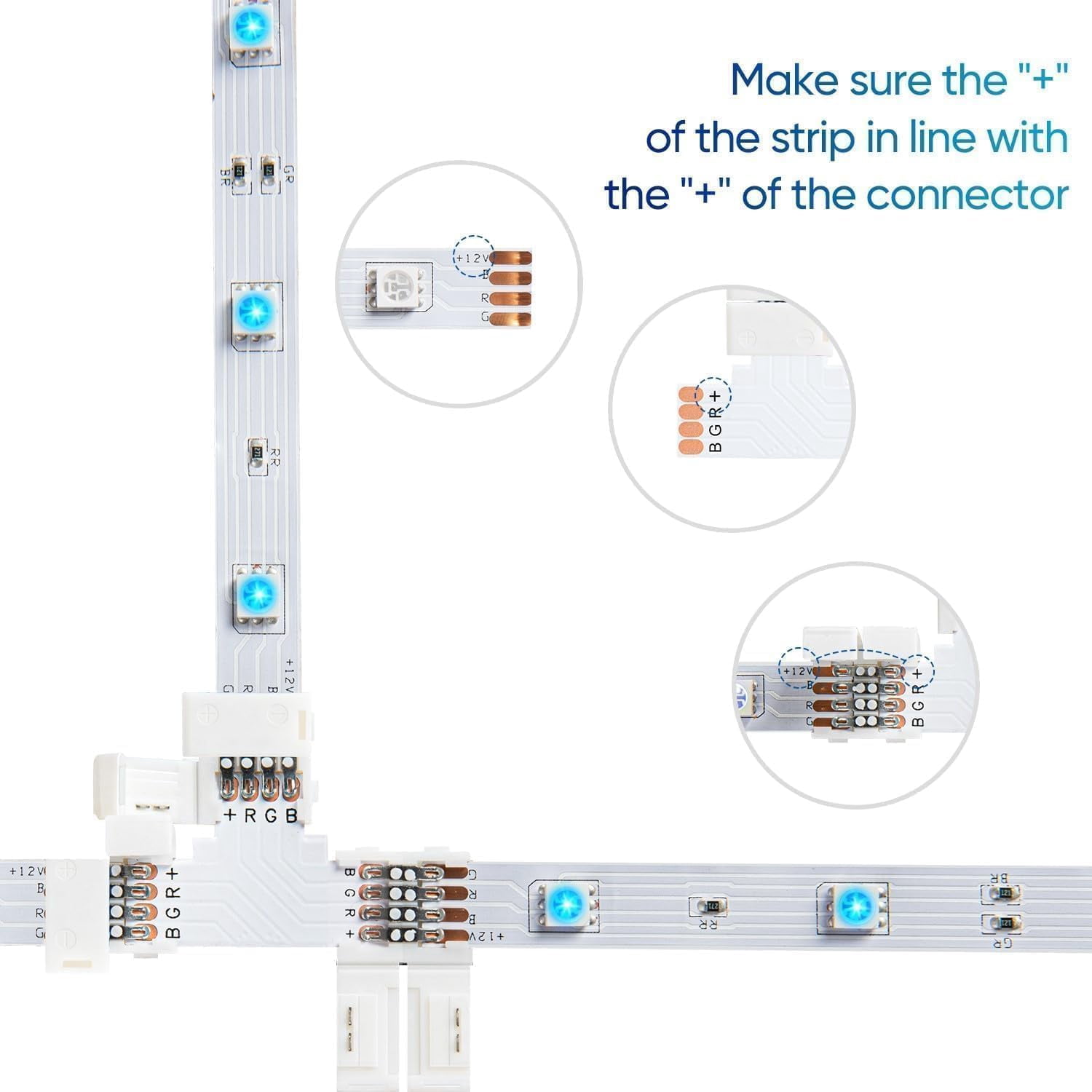 EFEMF-LED Light Strip Connectors,4 Pin RGB 8mm Solderless Connector Kit ...