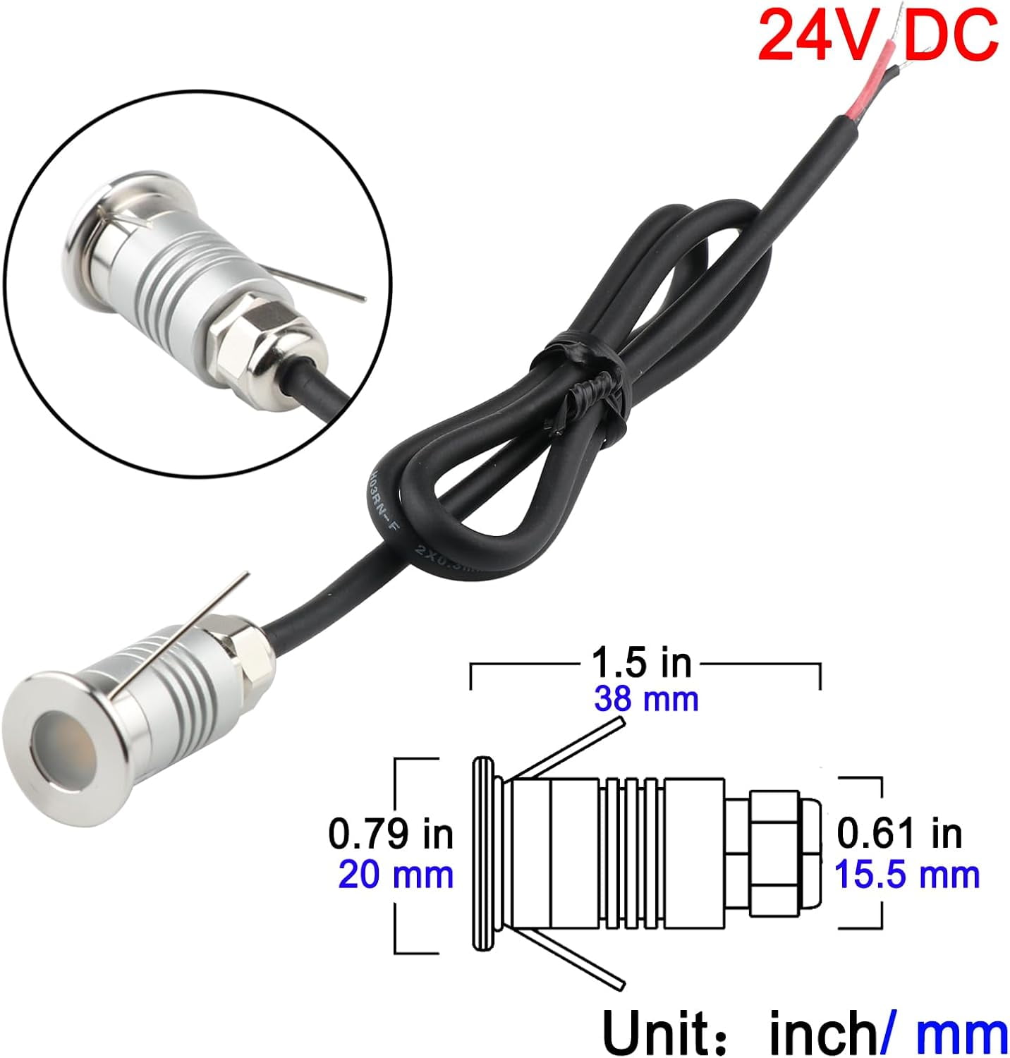 EFEMF-LED Mini In-Ground Starlight, 1W 24V DC Low Voltage Recessed Well ...