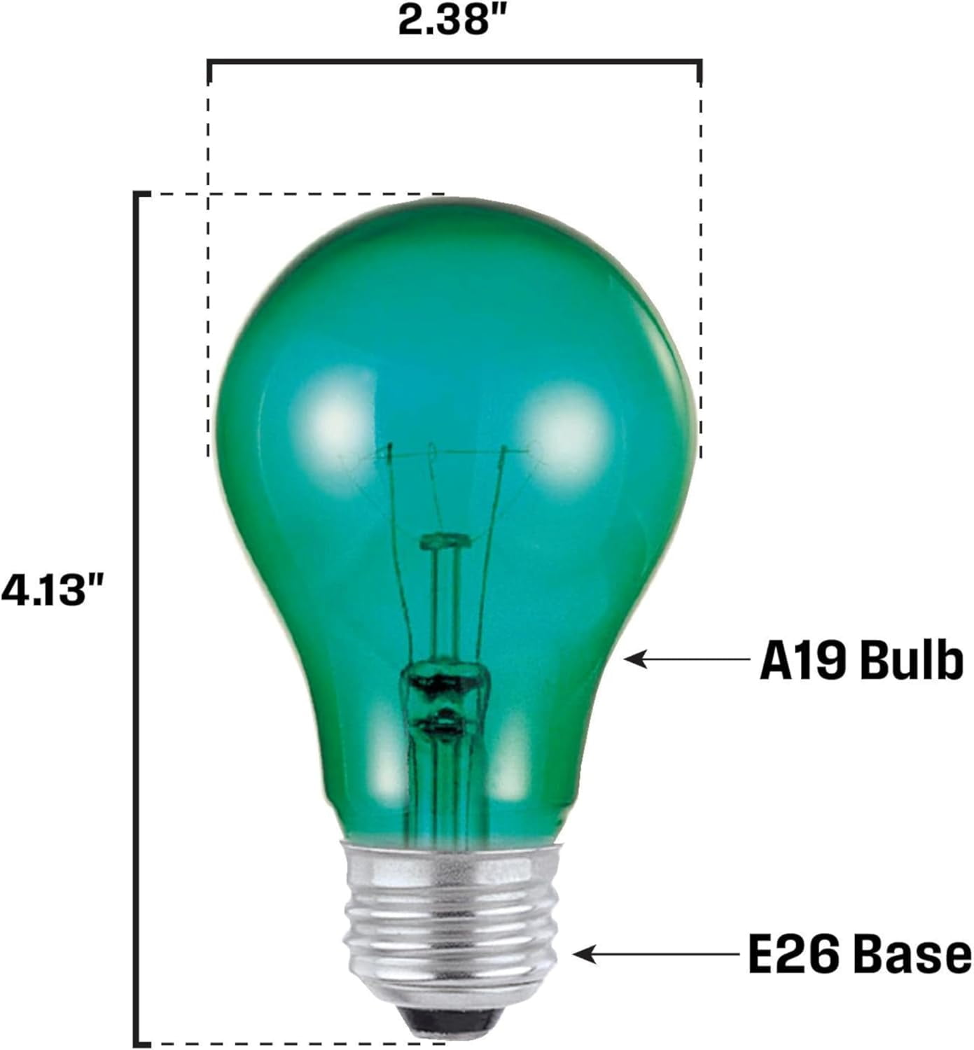 EFEMF-Lighting 0344420 25 Watt A19 Transparent Green Color Light Bulb ...