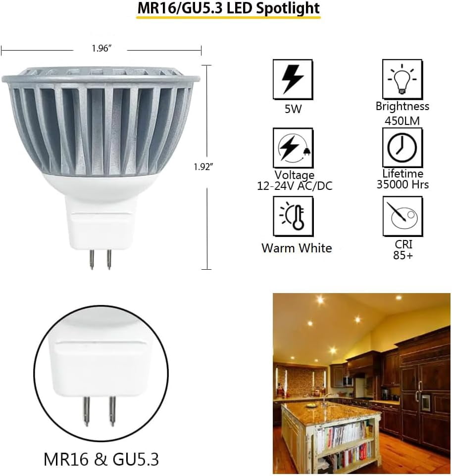 EFEMF-Low Voltage 5W MR16 LED Bulb 2700K Low Voltage Landscape ...