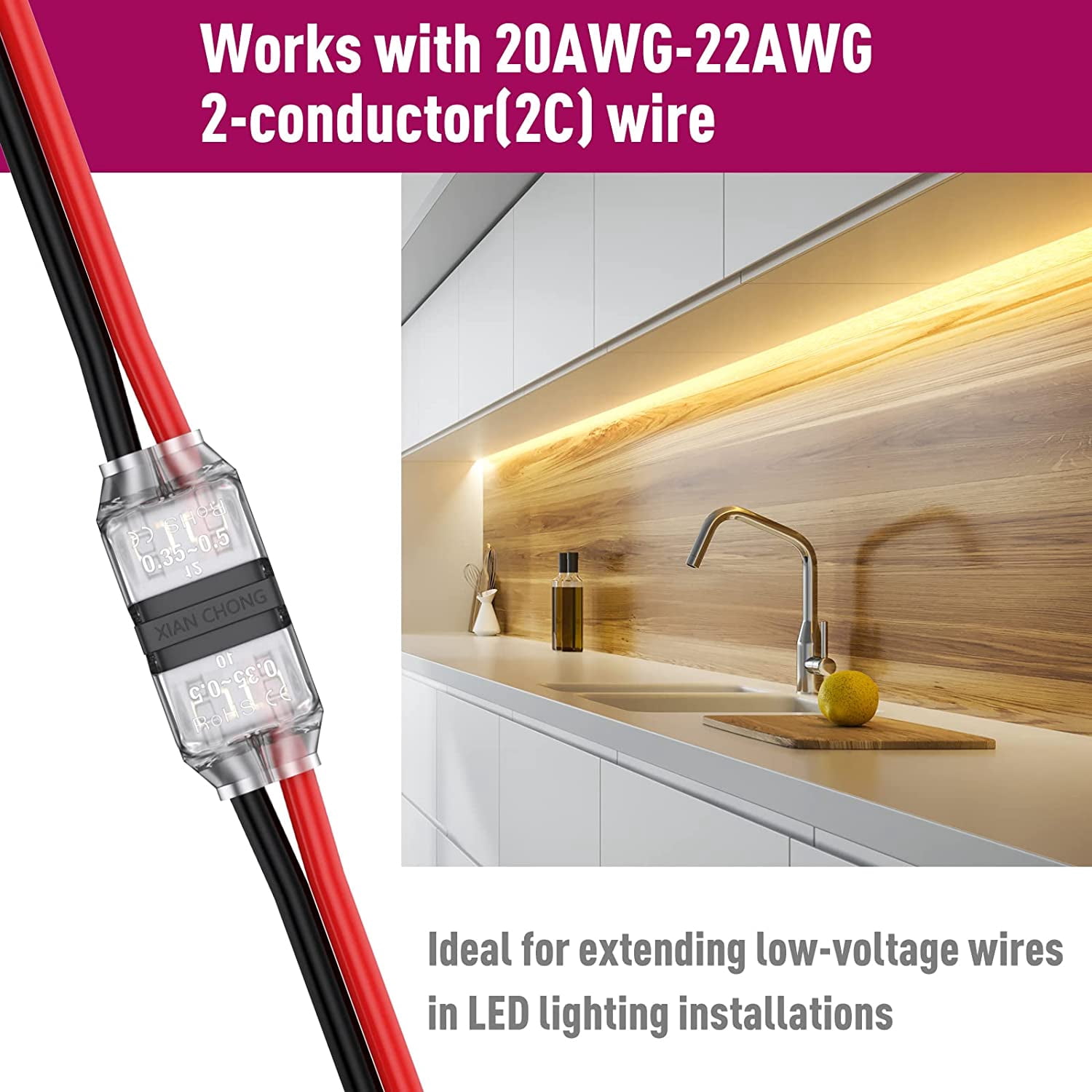 EFEMF-Low Voltage Wire Connectors, 6 Packs Wire to Wire Connector, 2 ...