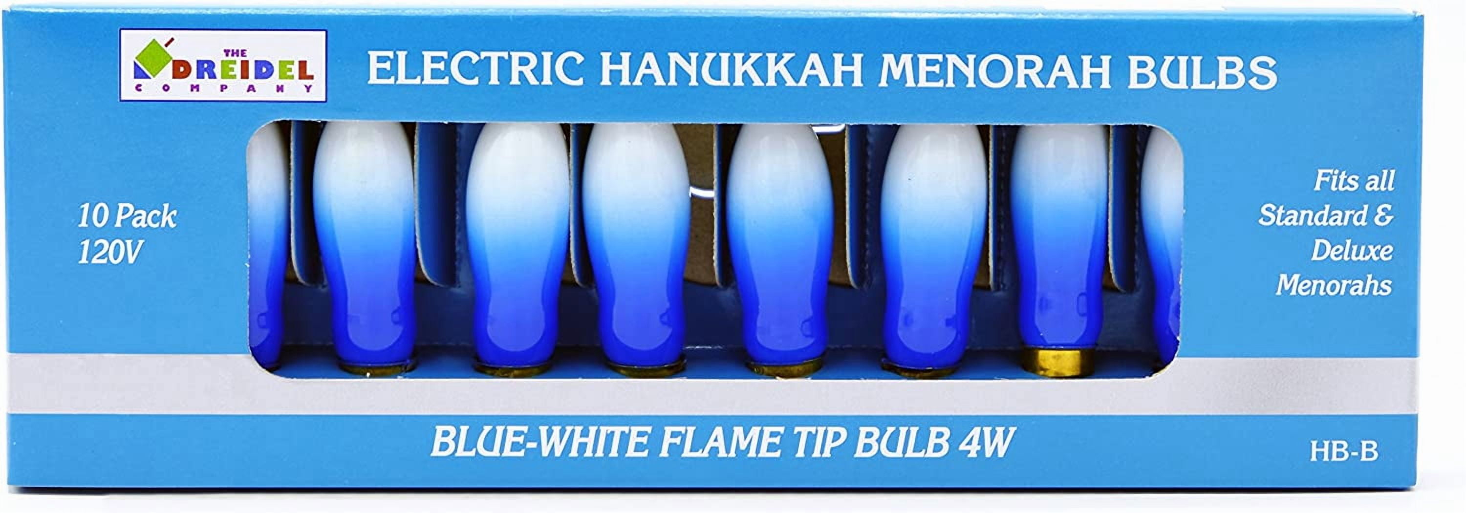 EFEMF-Menorah Bulbs, 10 Blue and White Electric Hanukkah Menorah Flame ...