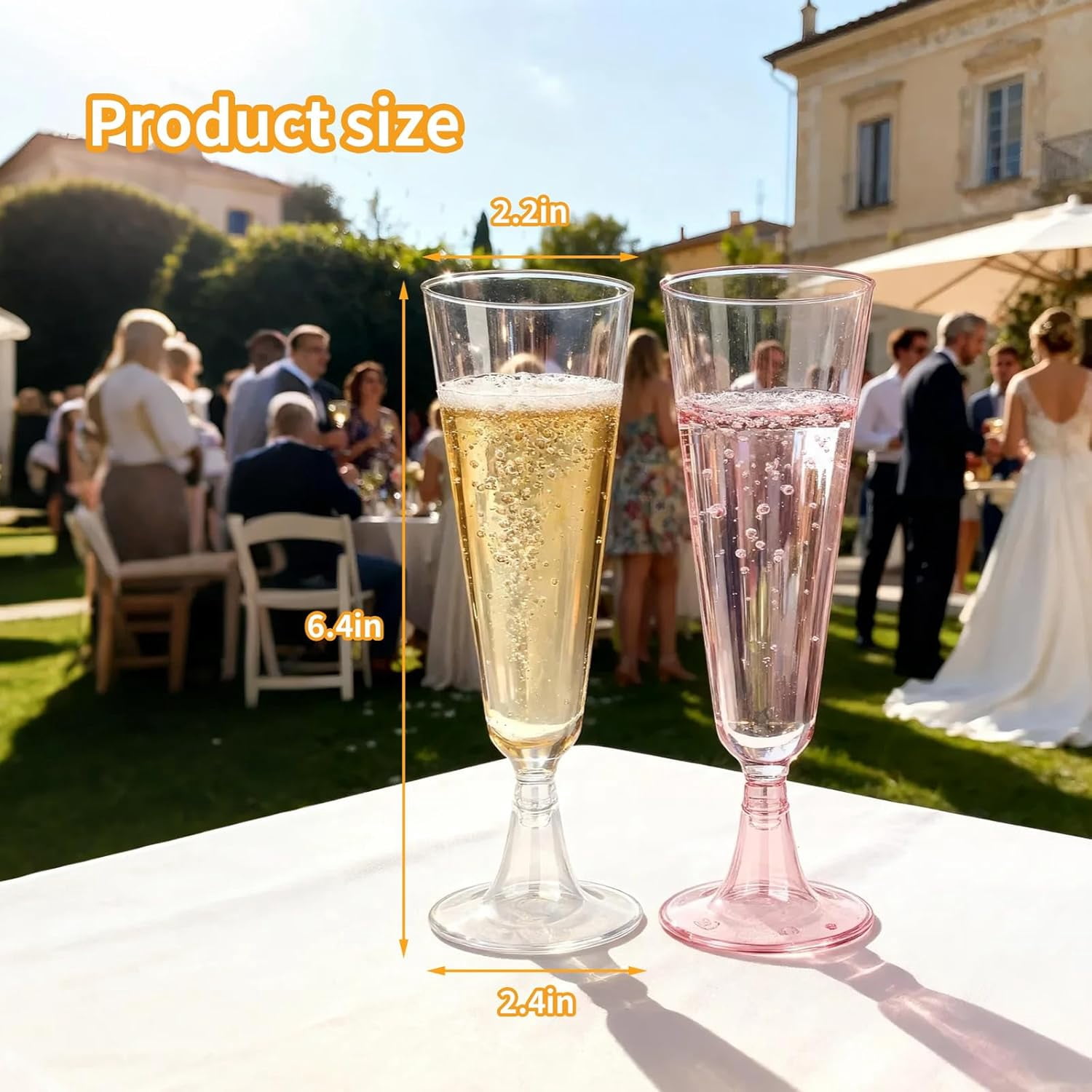 EFEMF-Plastic Champagne Flutes 50 Pack 5.5 Oz Plastic Champagne Glasses ...
