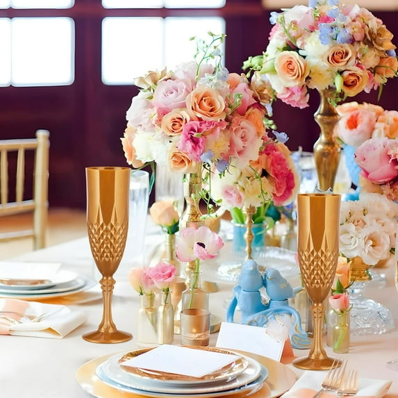 EFEMF-Plastic Champagne Flutes,Acrylic Wine Glasses Goblets Mimosa Bar ...